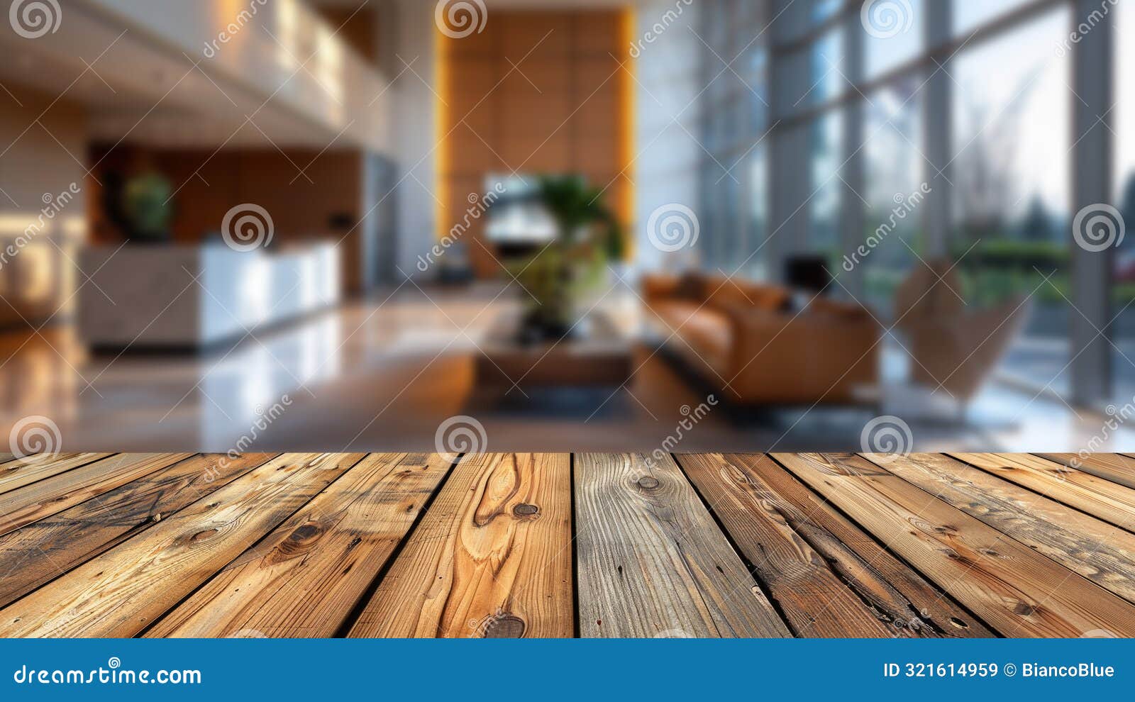 Empty Office Table with Background Blur for Displays. Stock Image ...