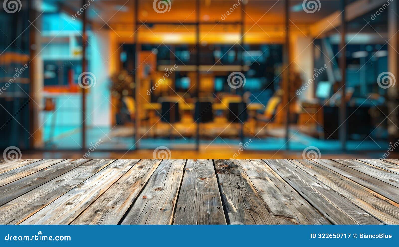 Empty Office Table with Background Blur for Displays. Stock Image ...