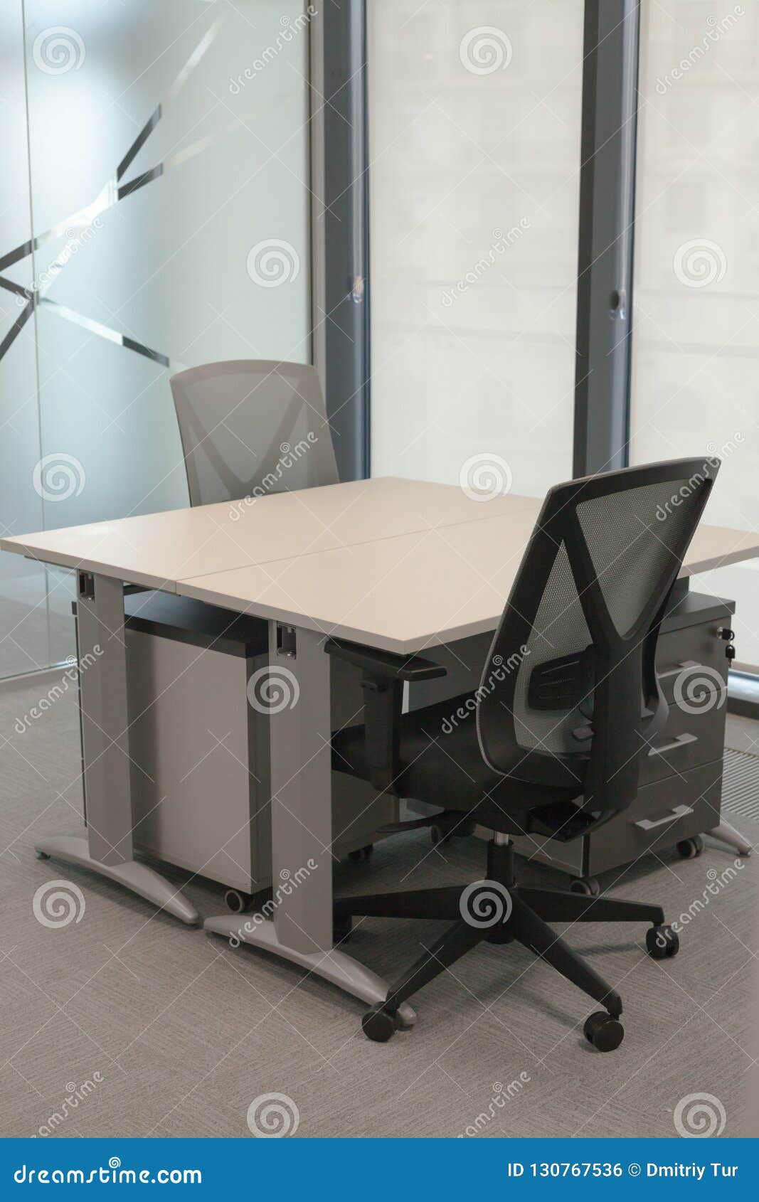 Empty Office with Table and Two Chair Stock Photo - Image of chair ...