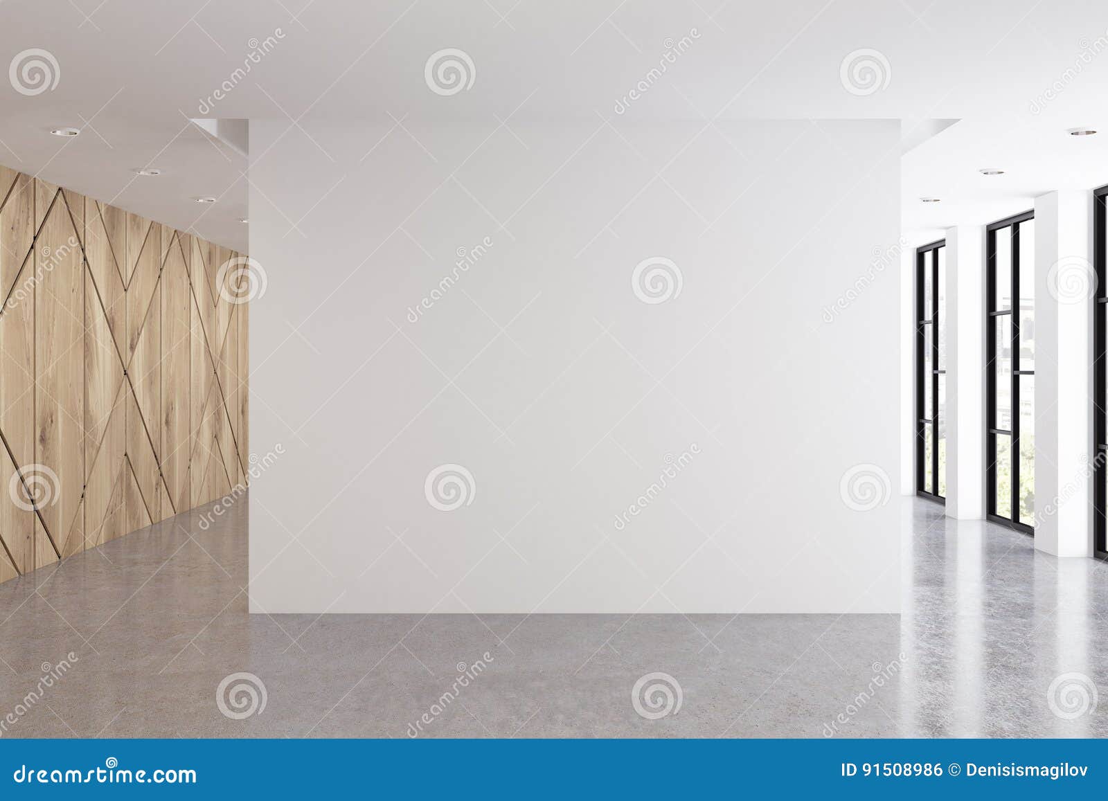 Empty Office with X Wall Pattern, Window Stock Illustration ...