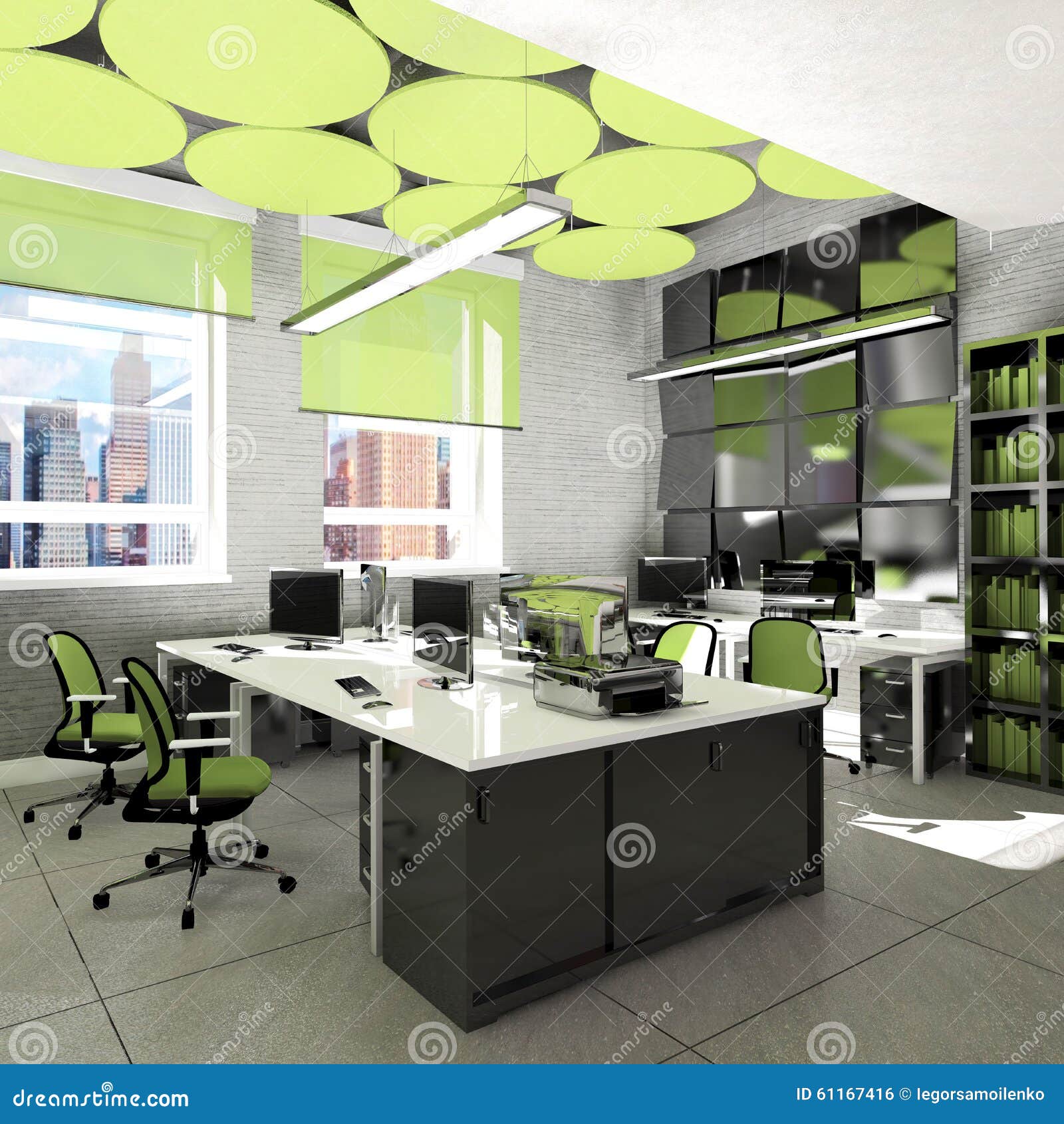 Empty Office Work Place Visualization Stock Illustration - Illustration ...