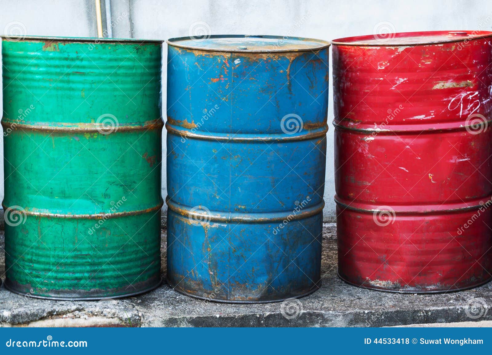 Empty Oil Barrels, Rusty and Weathered Stock Photo - Image of container ...