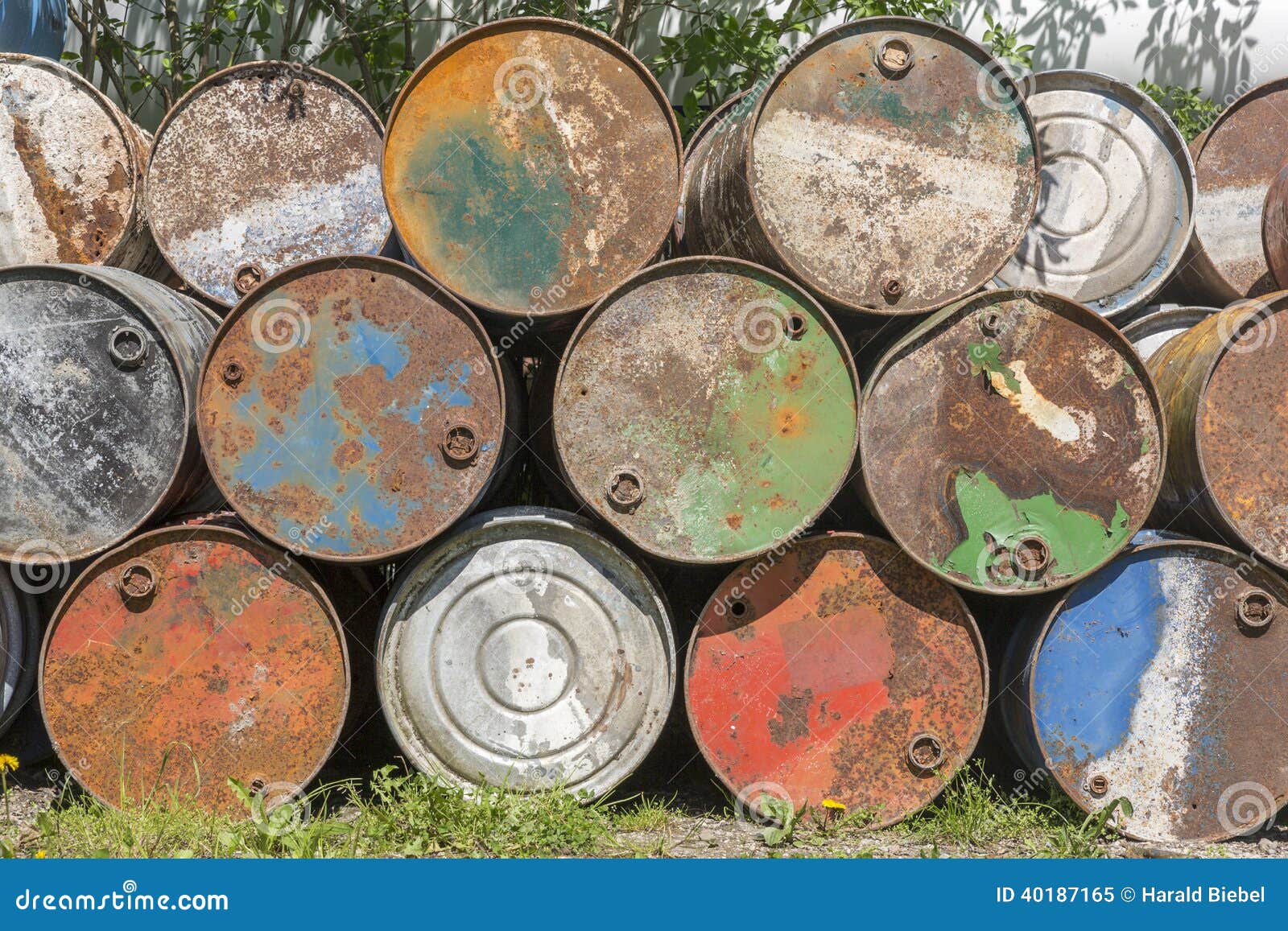 Empty Oil Barrels, Rusty and Weathered Stock Image - Image of garbage ...