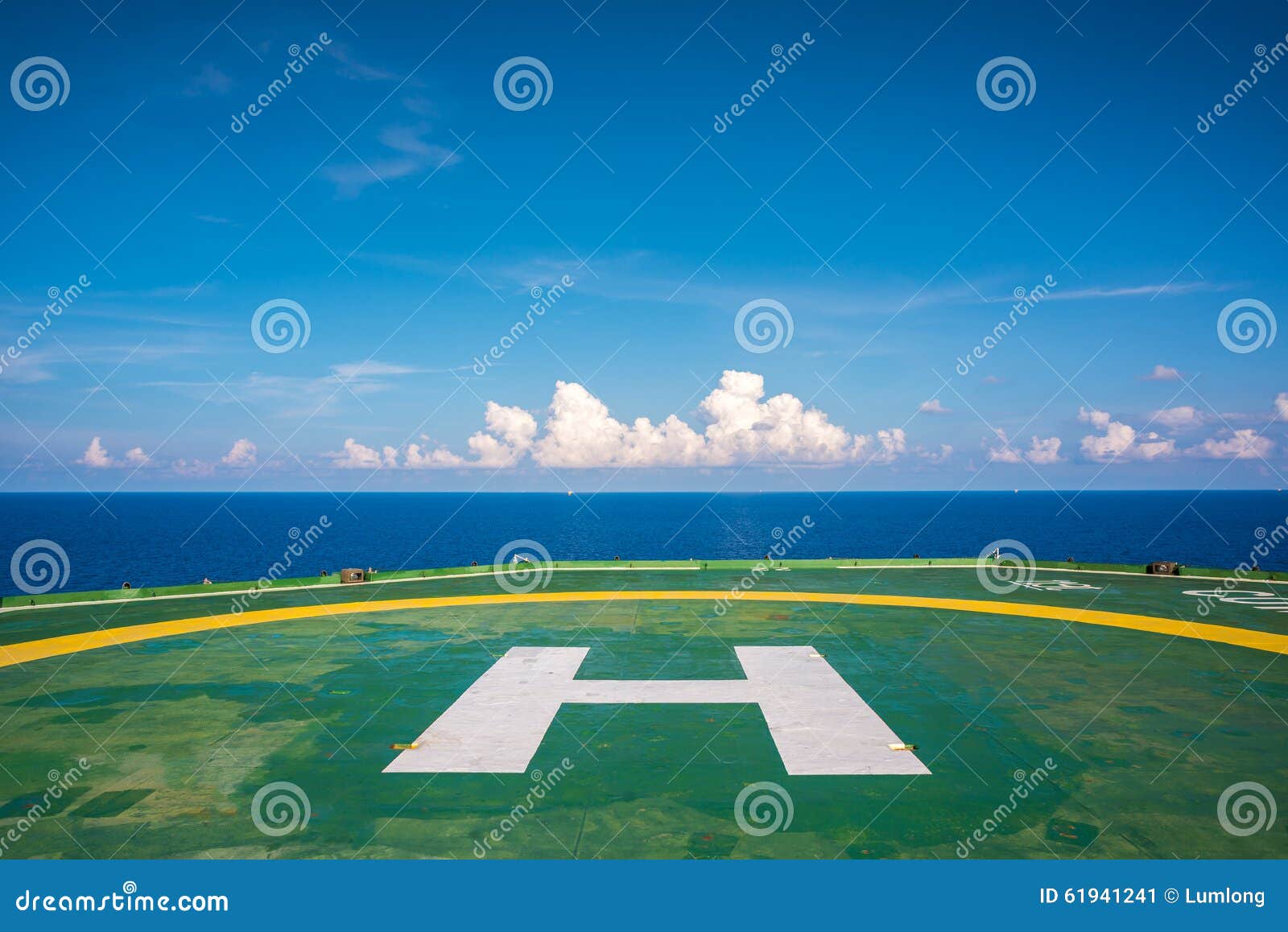 Empty Oil Rig Helipad with Few Cloud and Blue Sky Stock Image - Image ...