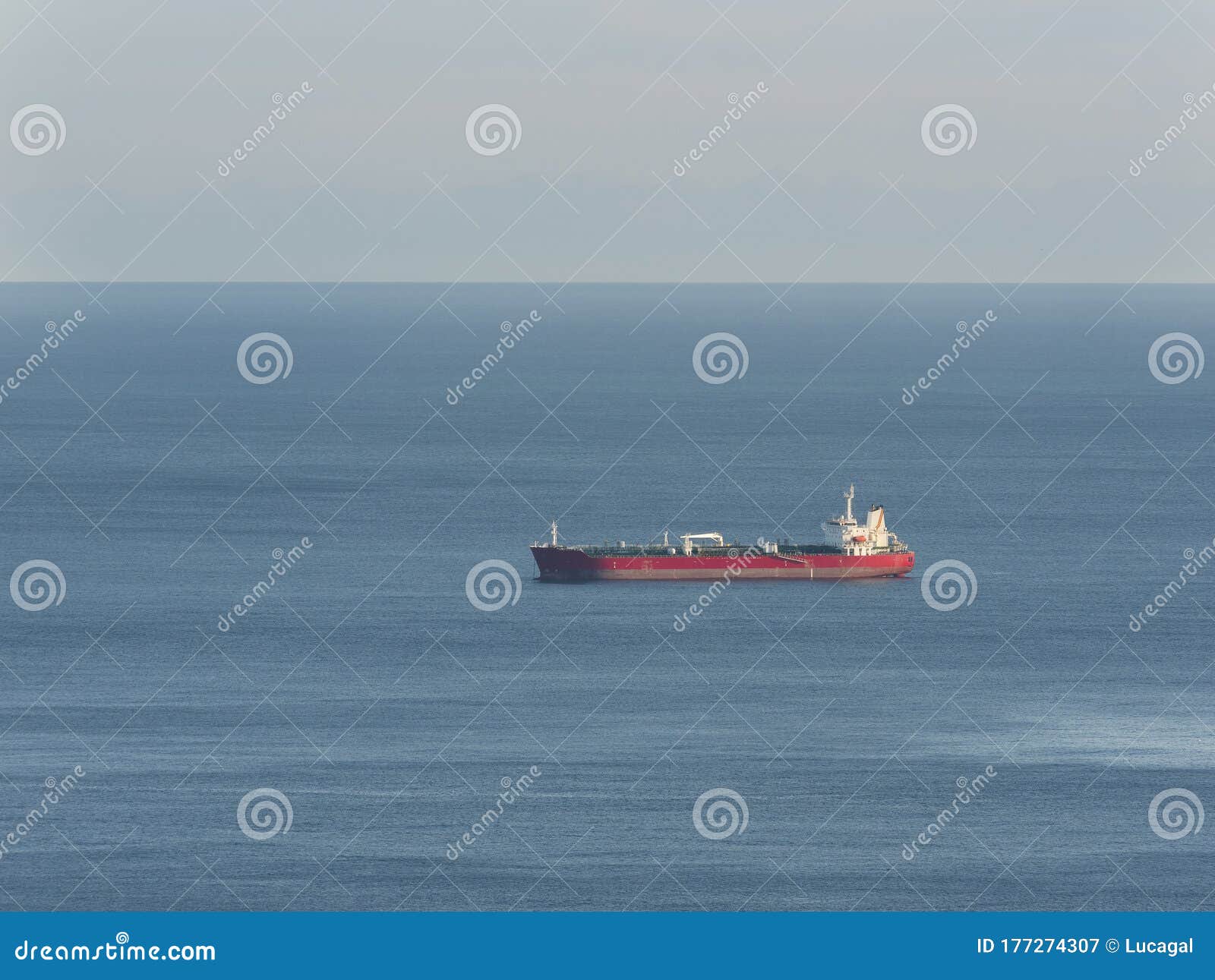 Empty Oil Tanker Alone in the Middle of Calm Ocean Editorial ...