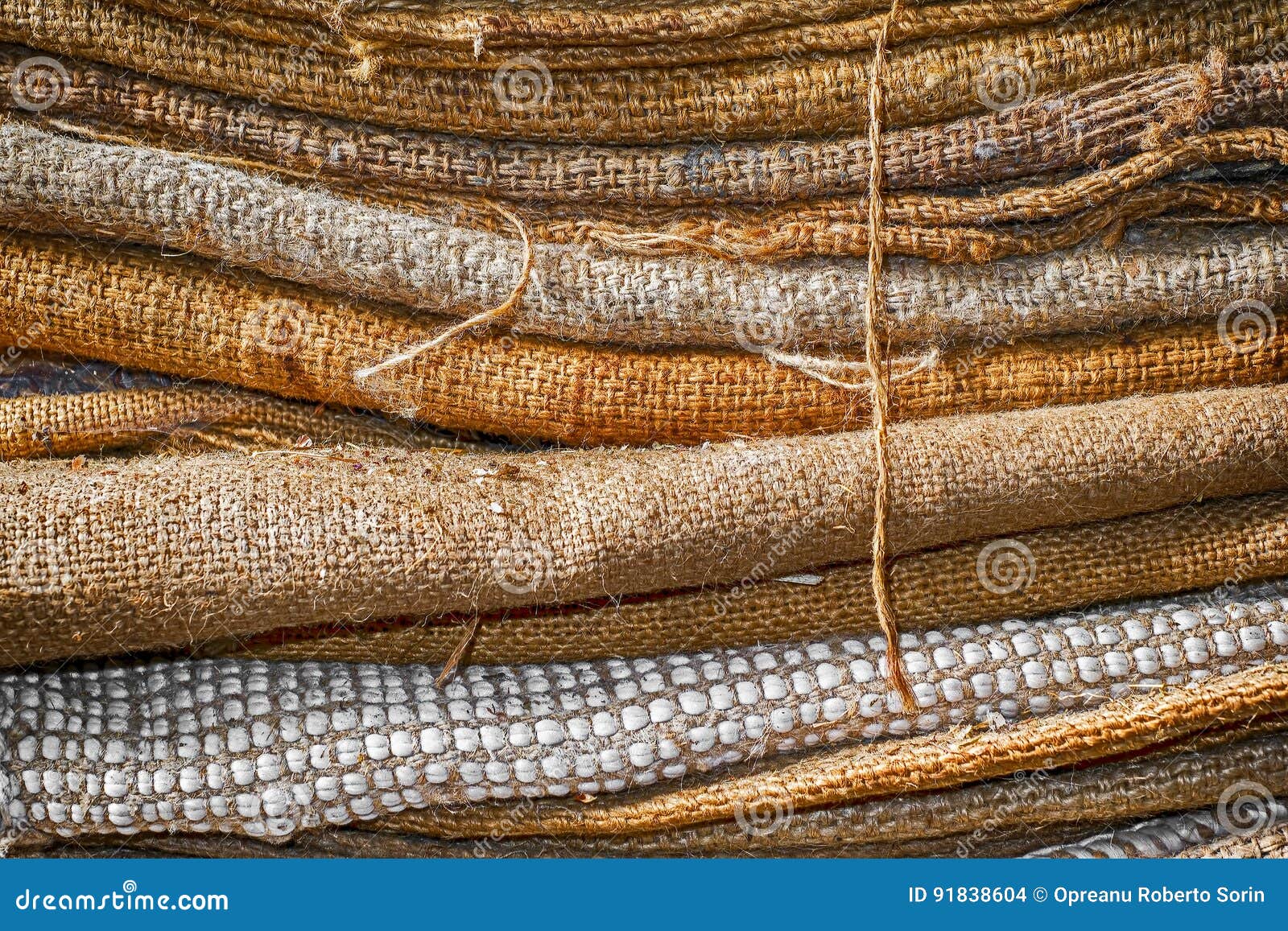 Empty Old Dirty Jute Sacks Stacked Stock Photo - Image of textured ...