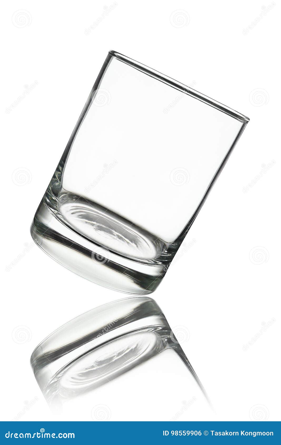 Empty Old Fashioned or Rock Glass with Reflection Isolated on White ...