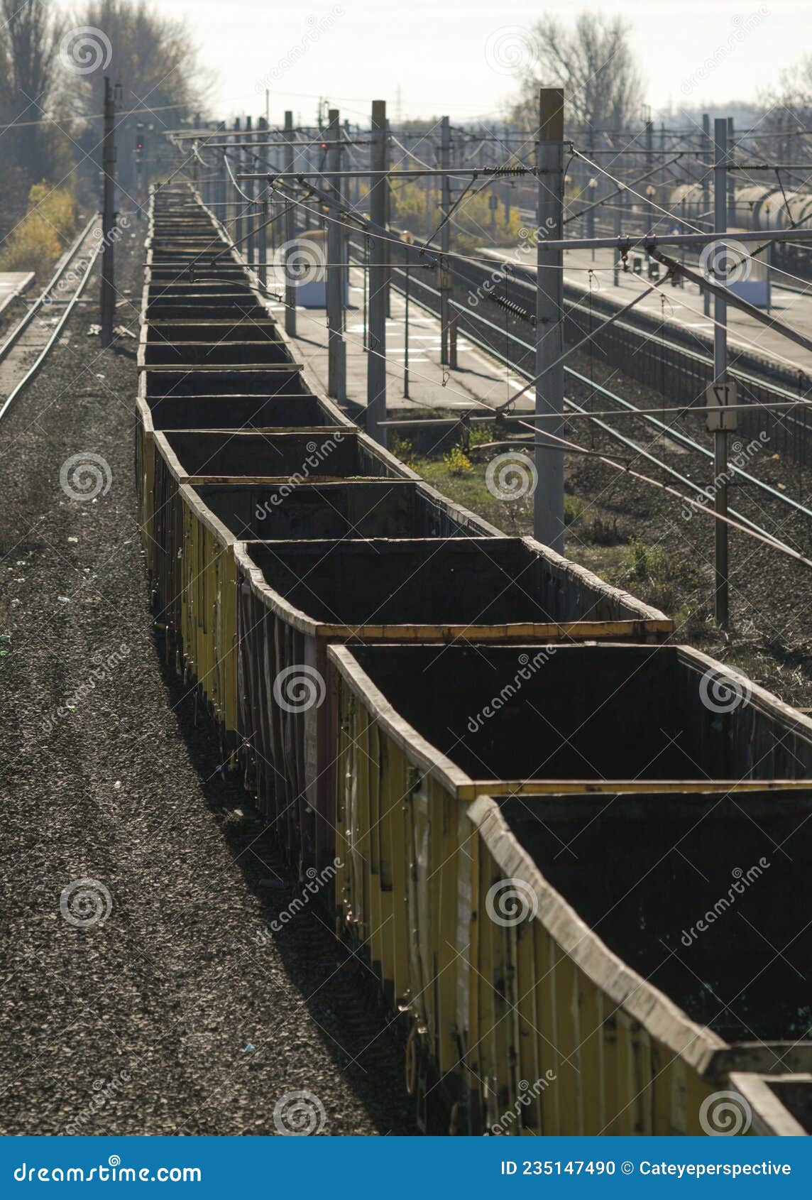 Empty Old Freight Train Wagons and in a Station Stock Photo - Image of ...
