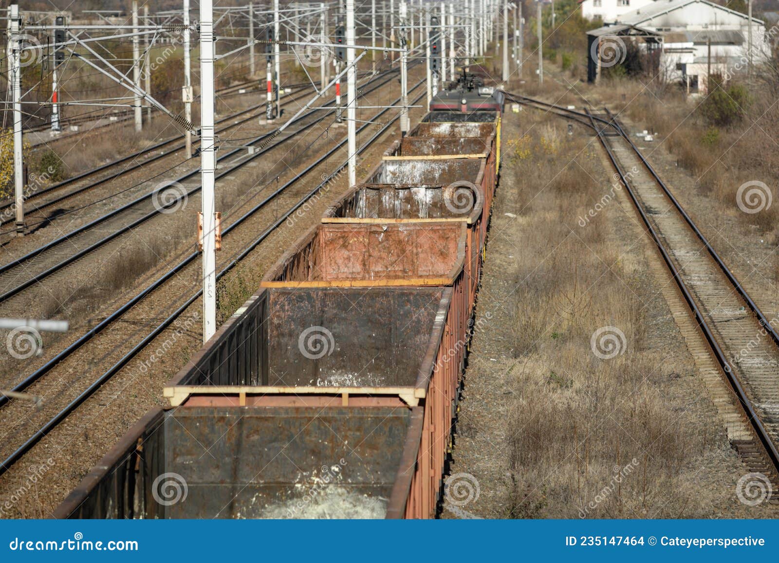 Empty Old Freight Train Wagons and in a Station Stock Photo - Image of ...