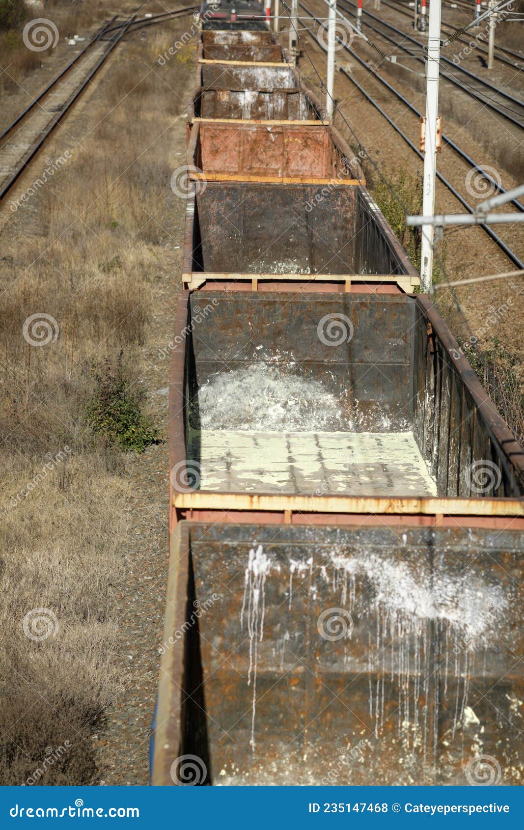 Empty Old Freight Train Wagons and in a Station Stock Photo - Image of ...