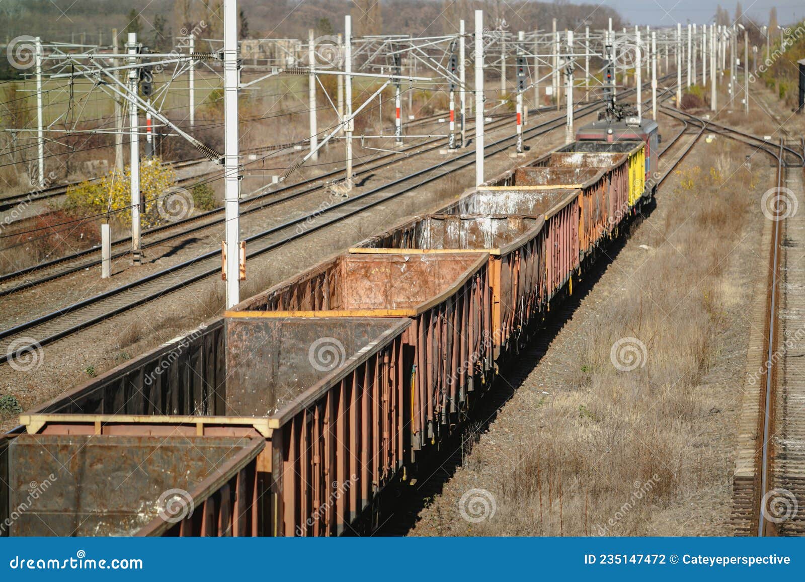 Empty Old Freight Train Wagons and in a Station Stock Photo - Image of ...