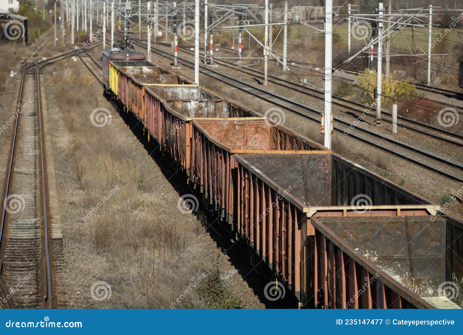 Empty Old Freight Train Wagons and in a Station Stock Image - Image of ...
