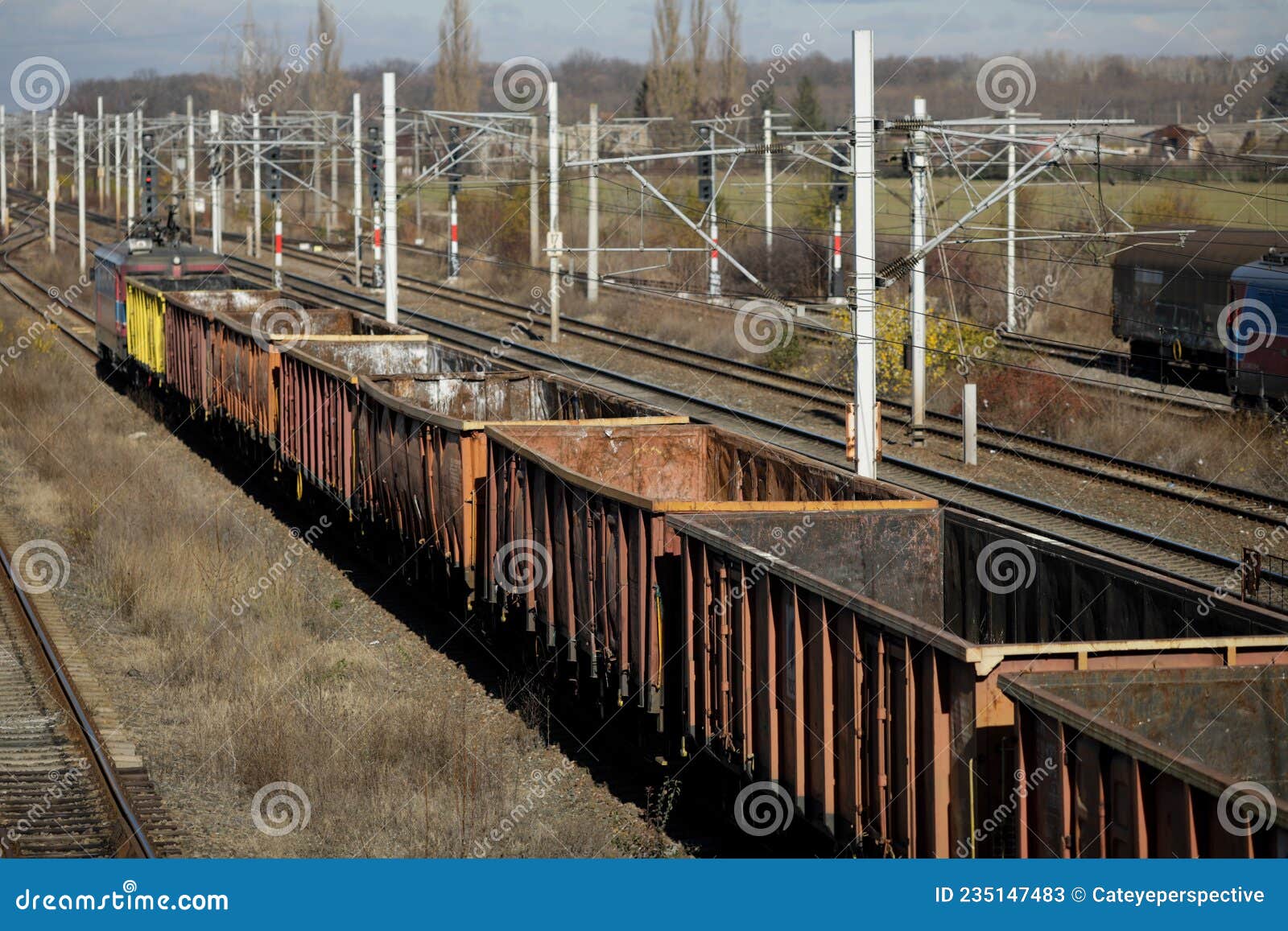 Empty Old Freight Train Wagons and in a Station Stock Image - Image of ...