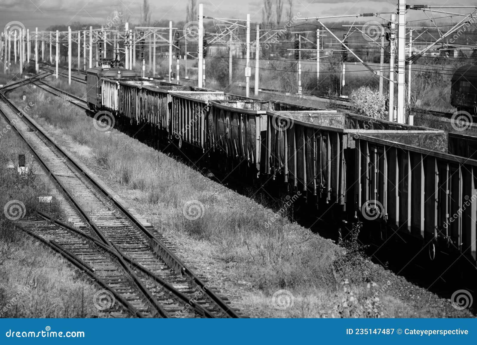 Empty Old Freight Train Wagons and in a Station Stock Image - Image of ...