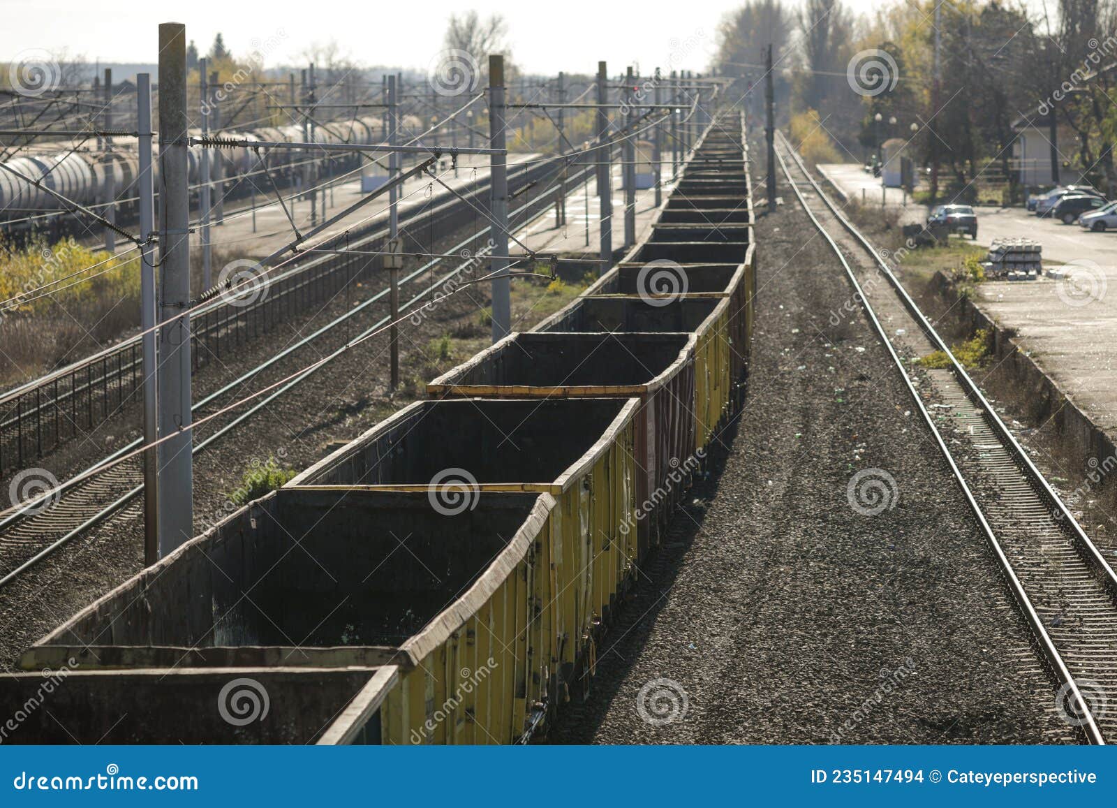 Empty Old Freight Train Wagons and in a Station Stock Photo - Image of ...