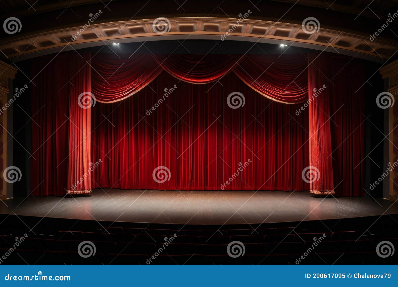 Empty Old Opera Gala Theater Stage and Red Velvet Curtains Stock Image ...
