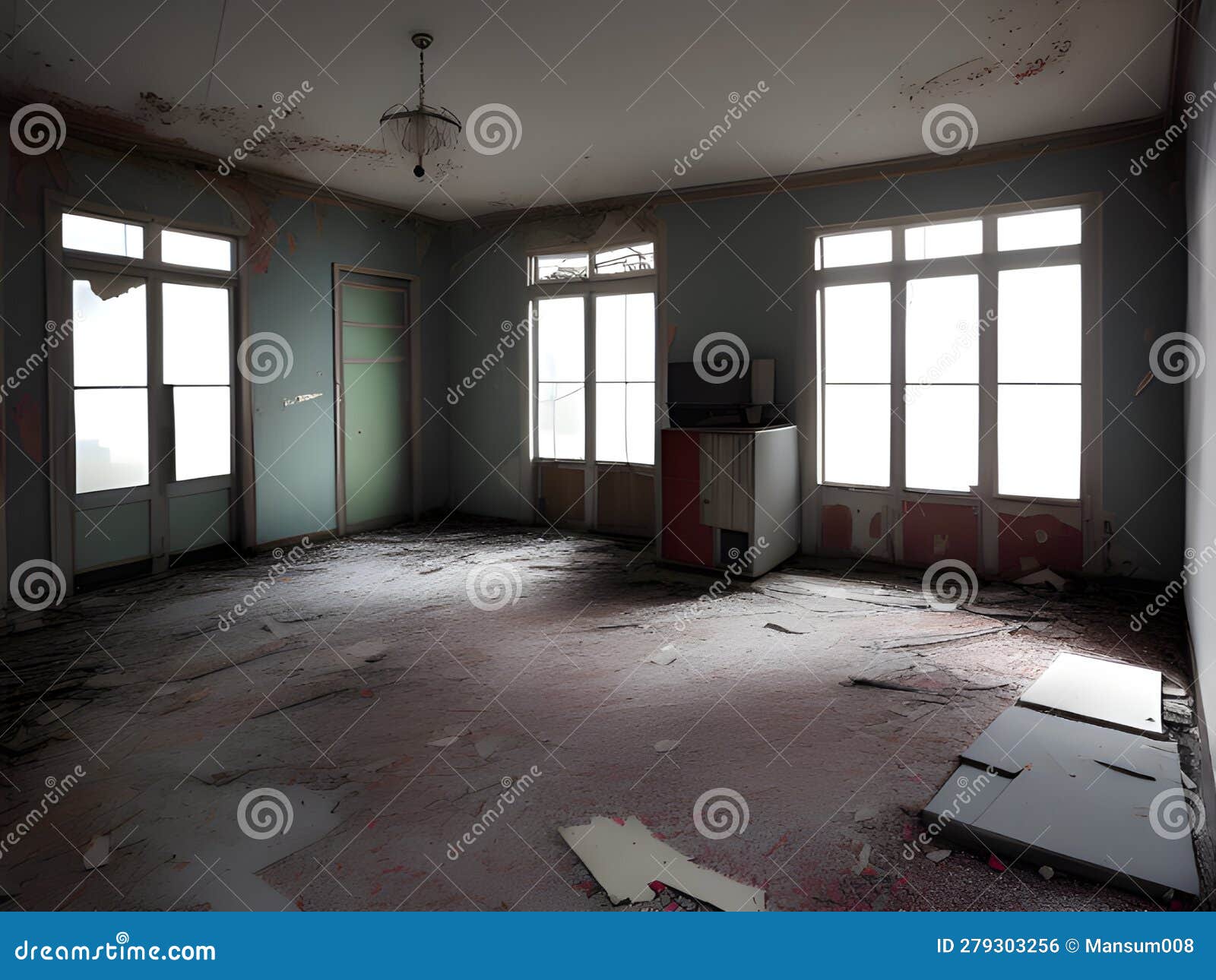 Empty Old Room in an Abandoned Building, AI Generated Stock ...
