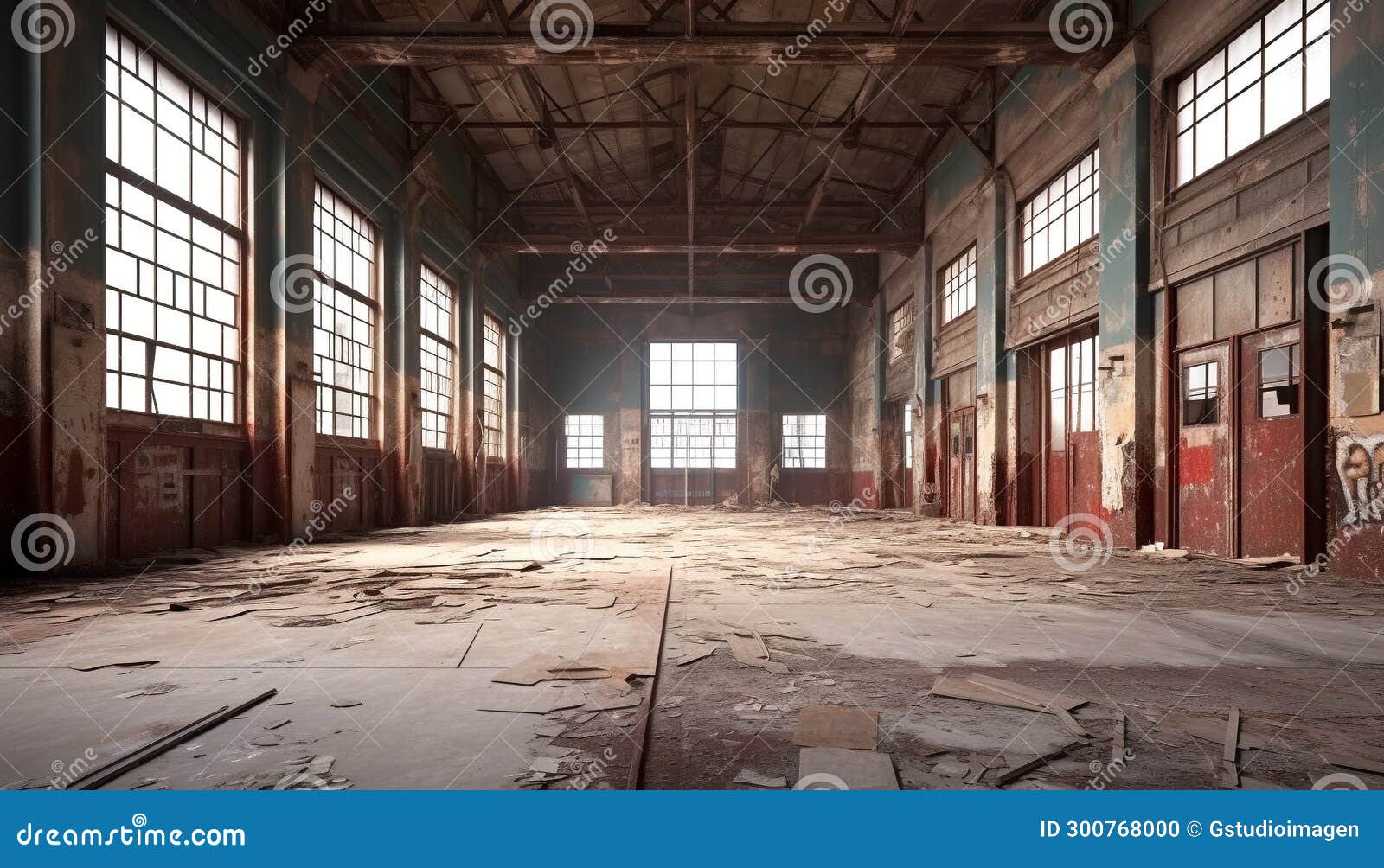 Empty, Old, Ruined Factory Broken, Rusty, Damaged Flooring Generated by ...