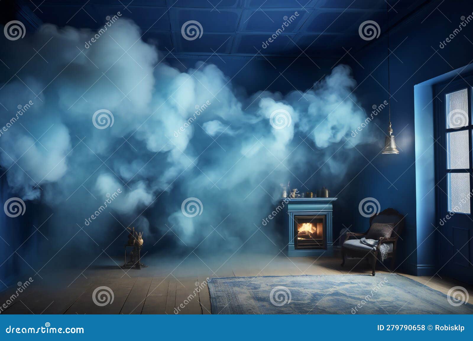 Empty Old Rustic Studio or Stage with Smoke and Lights Stock ...