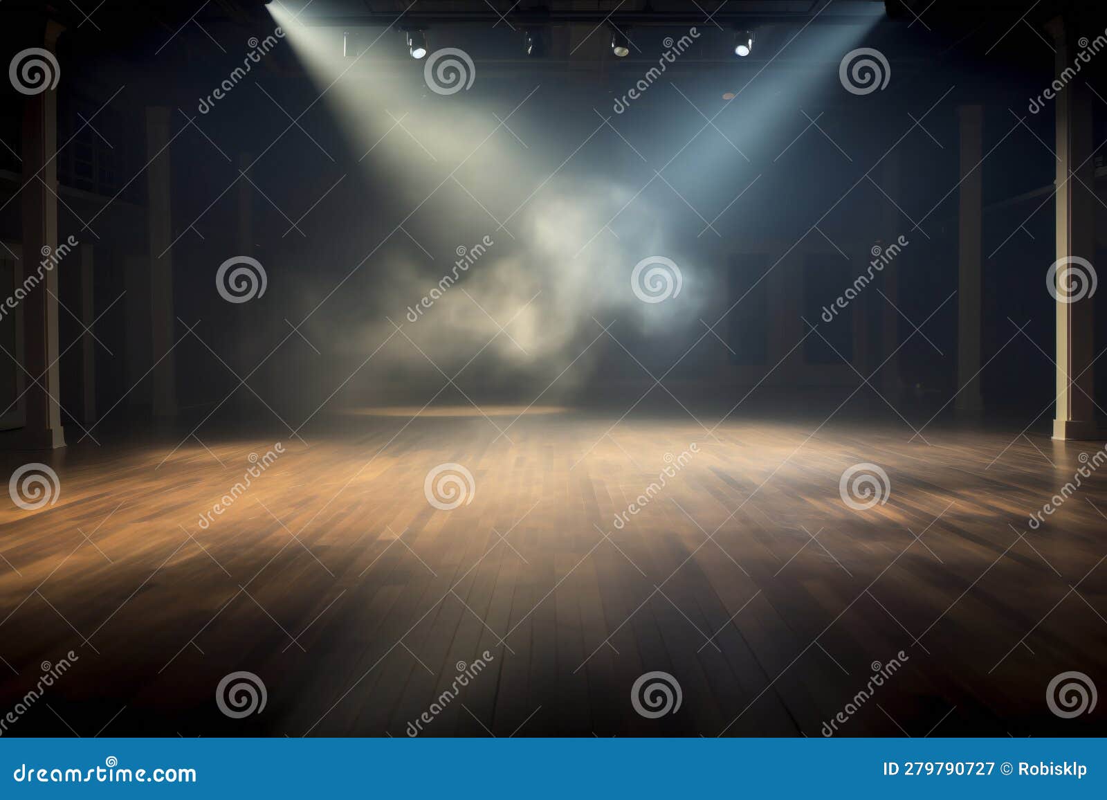 Empty Old Rustic Studio or Stage with Smoke and Lights Stock ...