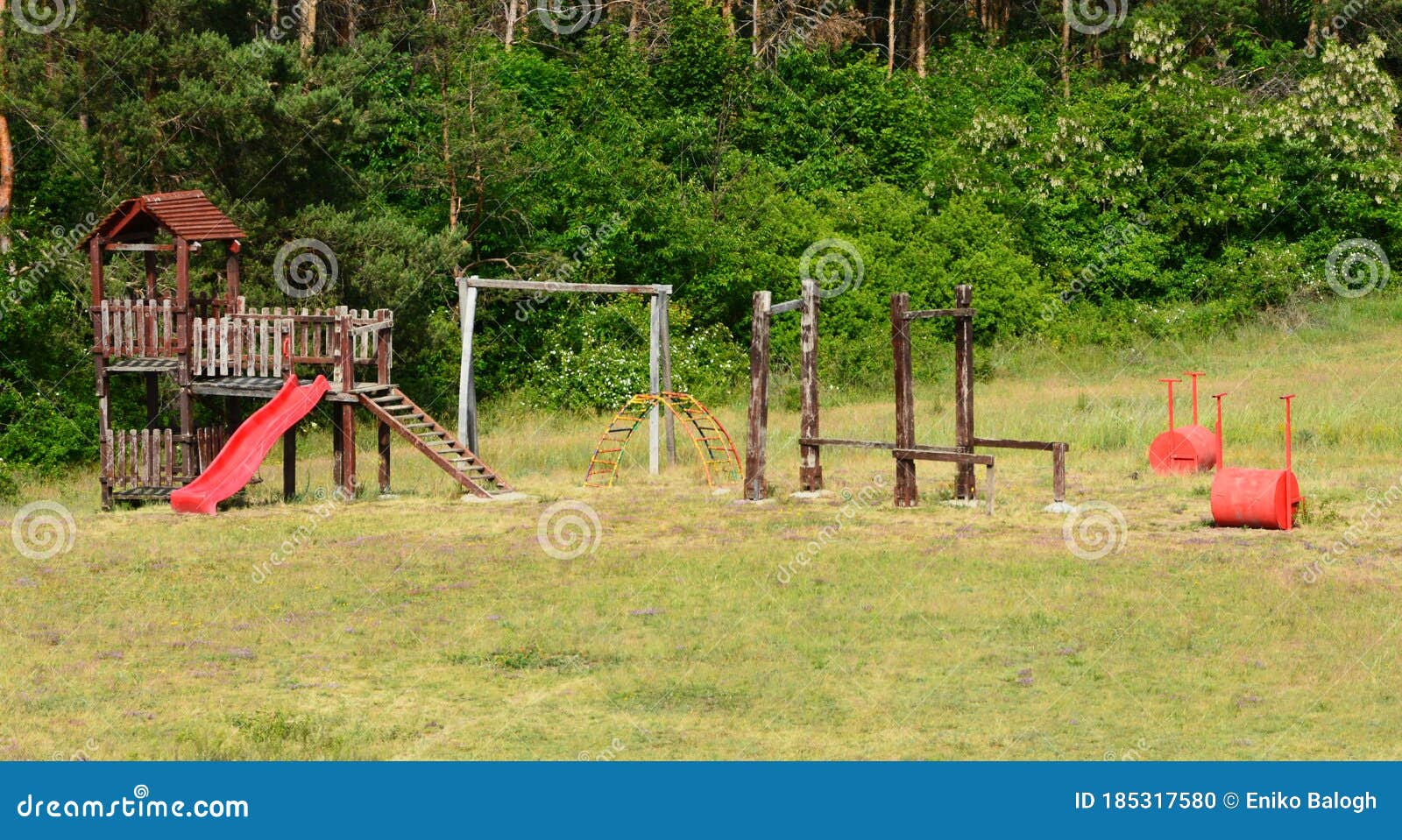 Old Vintage Playground Seesaw And Merry-go-round Stock Image ...