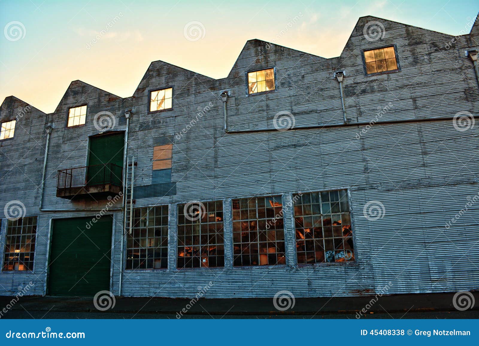 Empty Old Warehouse with Broken Glass Refelctions Stock Photo - Image ...
