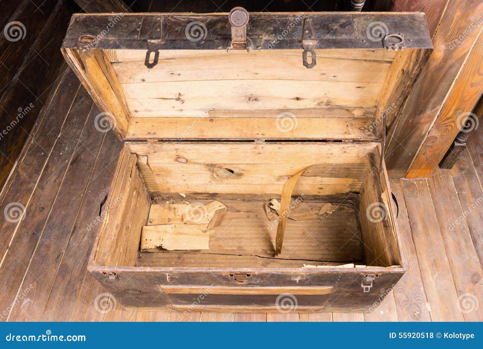 Empty old wooden chest stock photo. Image of mariner - 55920518