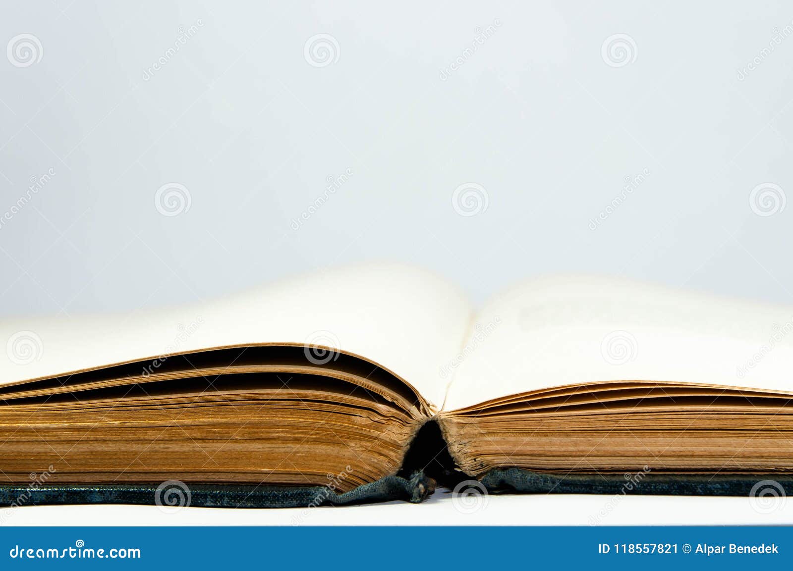 Empty, Old, Yellow Opened Book Pages Stock Image - Image of open ...