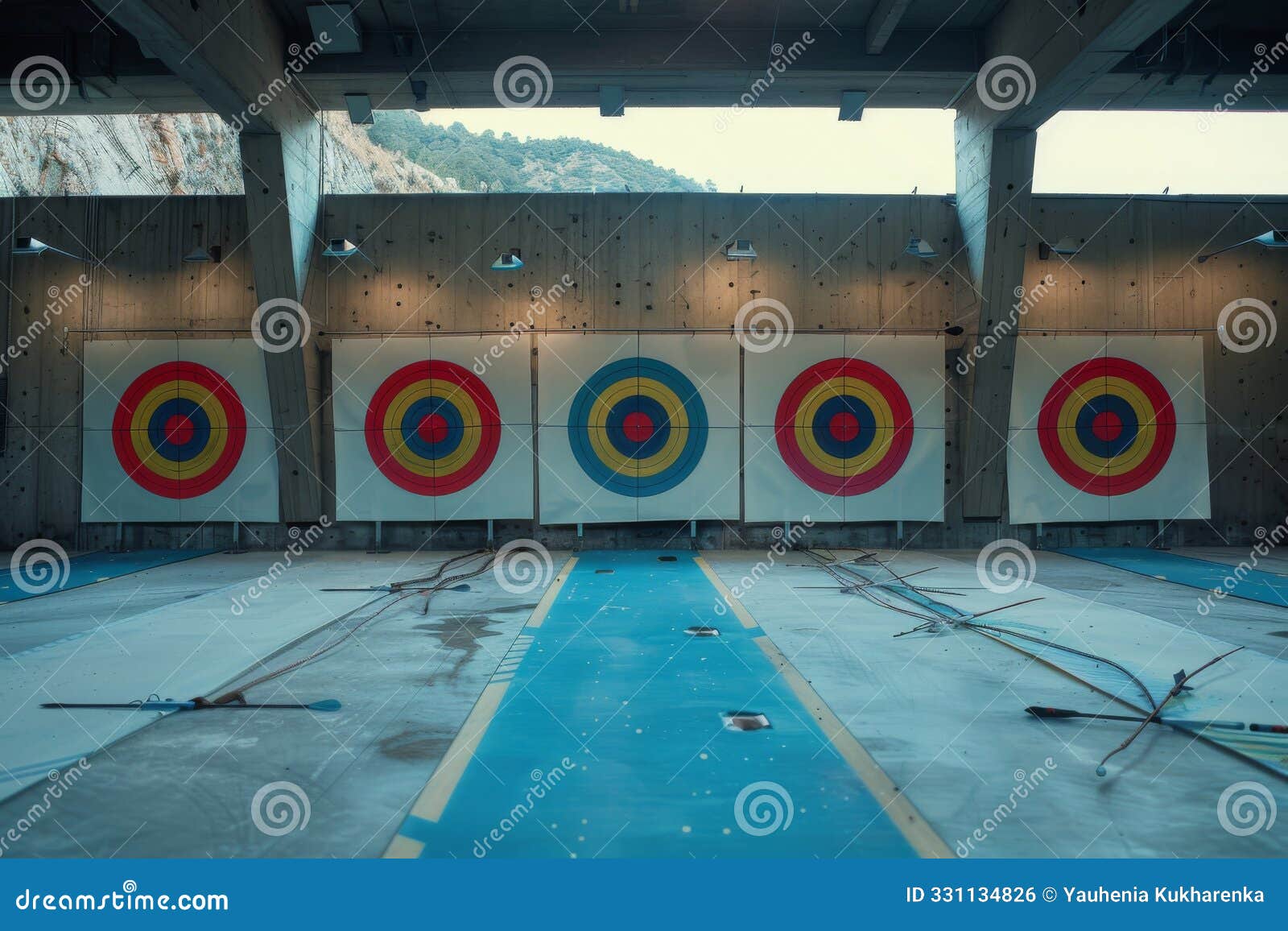 Empty Olympic Archery Range with Targets Stock Illustration ...