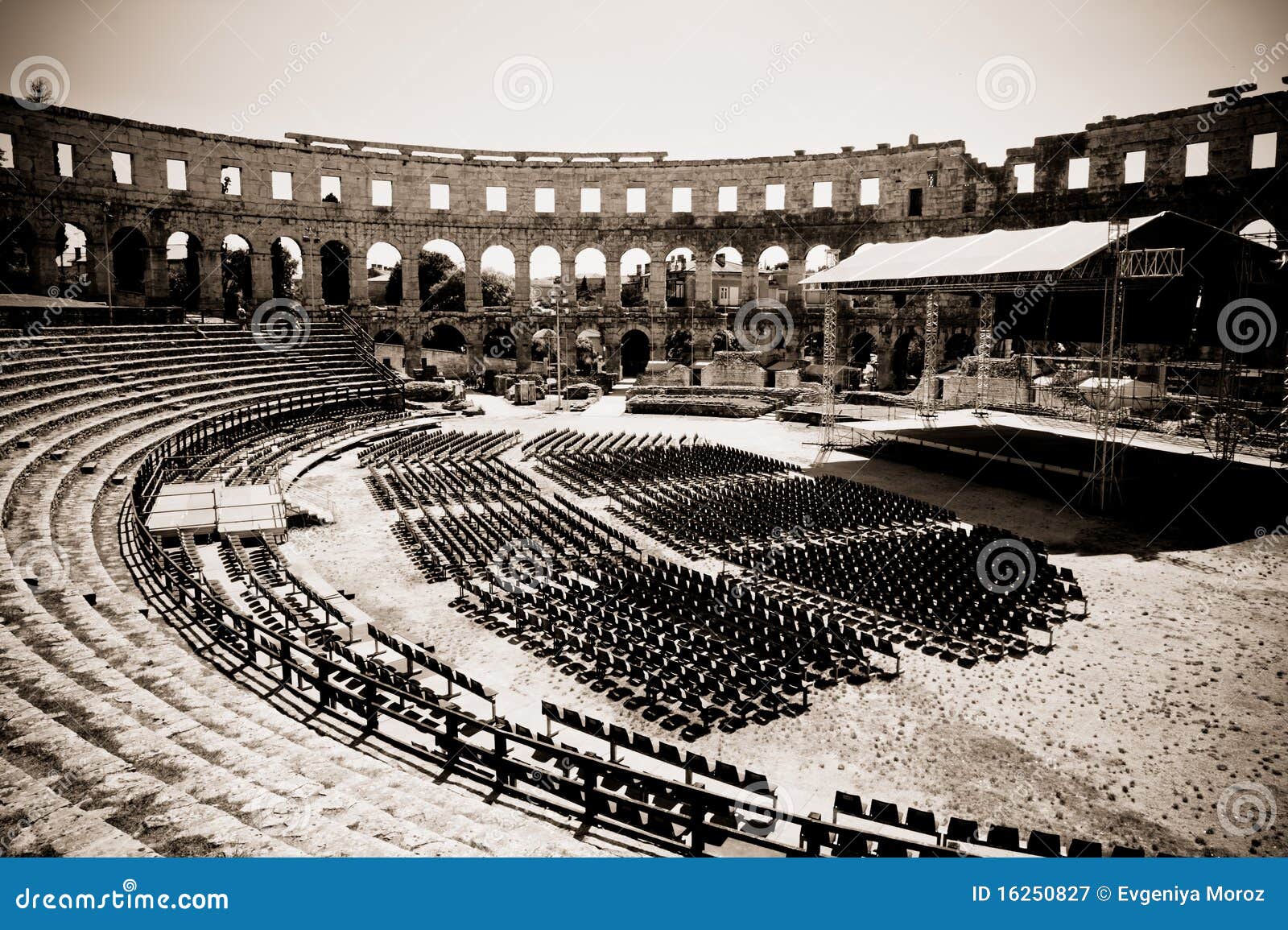 Empty Open Air Stage at Ancient Roman Amphitheate Stock Image - Image ...