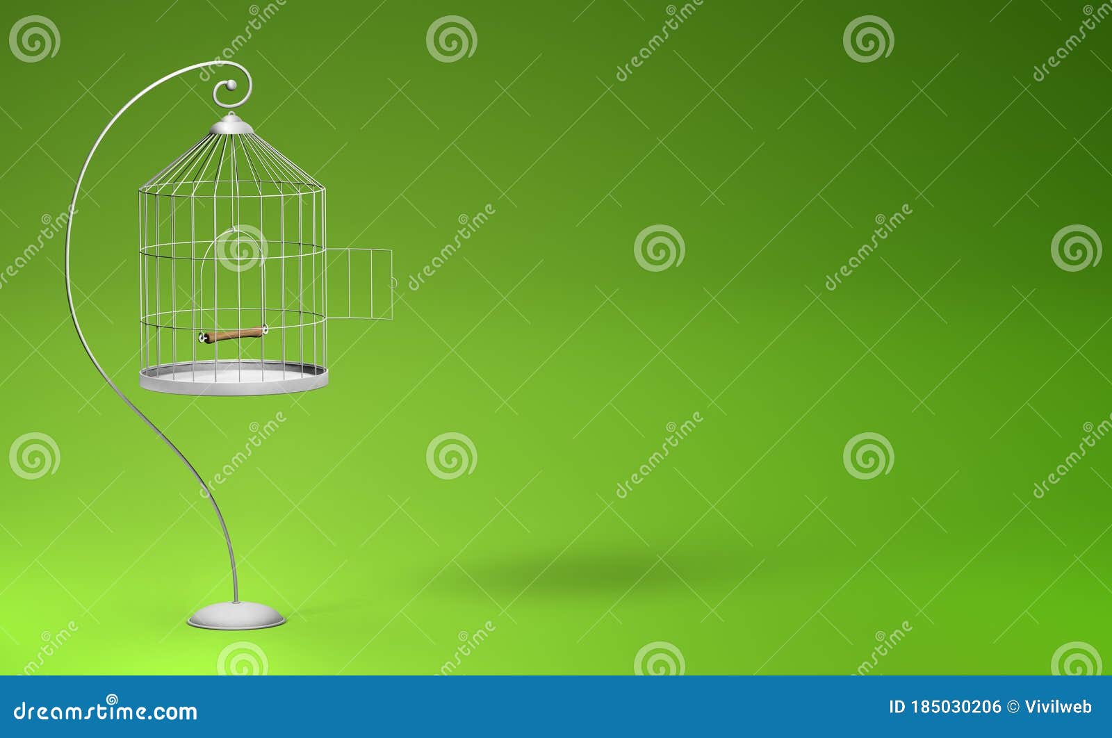 Empty and open bird cage stock illustration. Illustration of cage ...