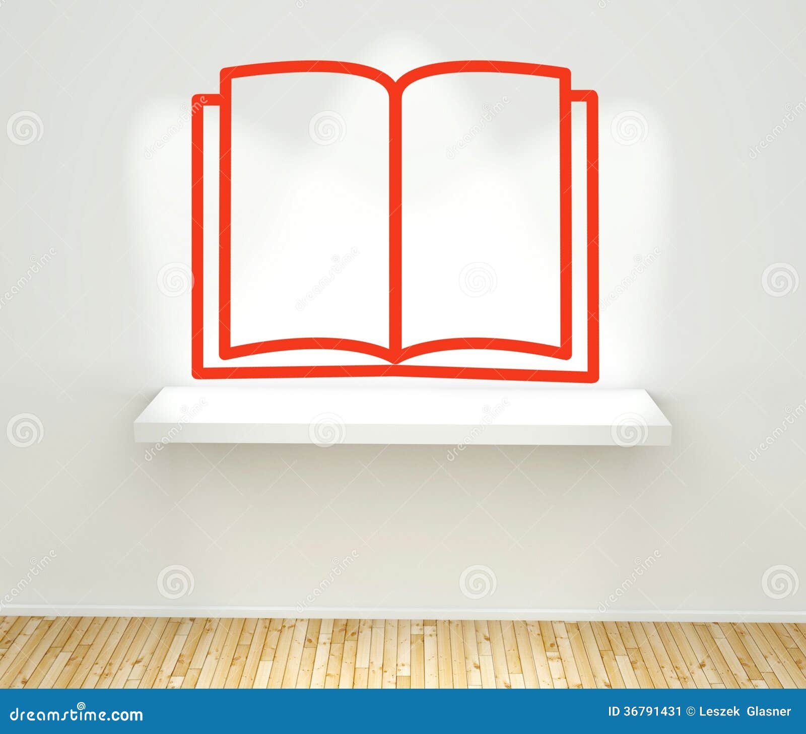 Empty Open Book Concept Graphic on Wall Stock Image - Image of creative ...