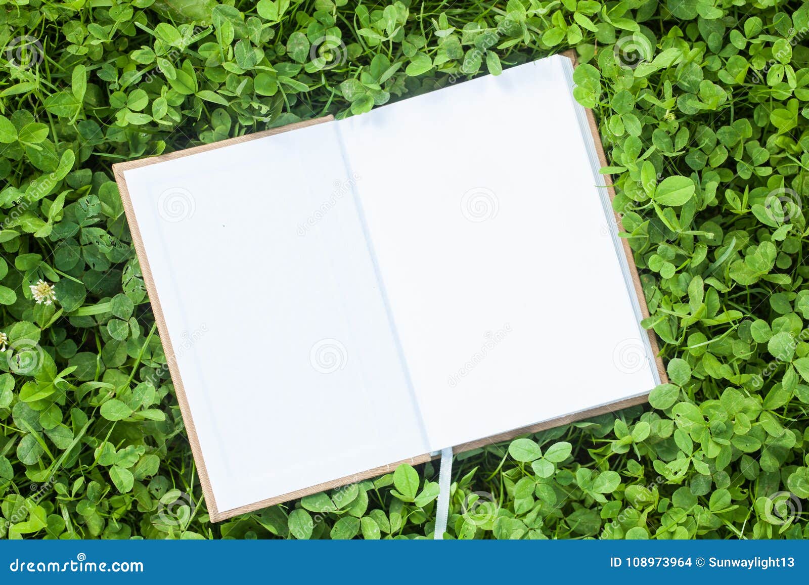 Empty open book top view stock photo. Image of field - 108973964