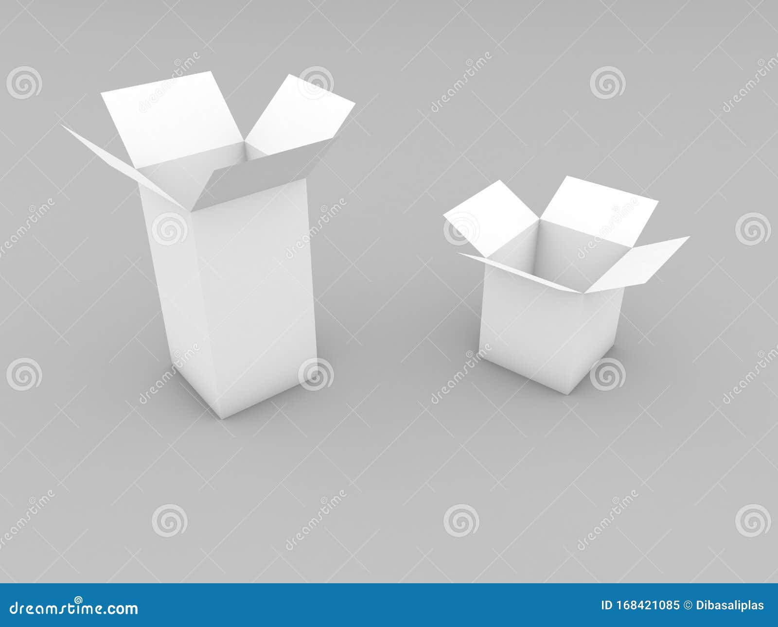 Empty Open Box Mockup on Gray Background. Stock Illustration ...