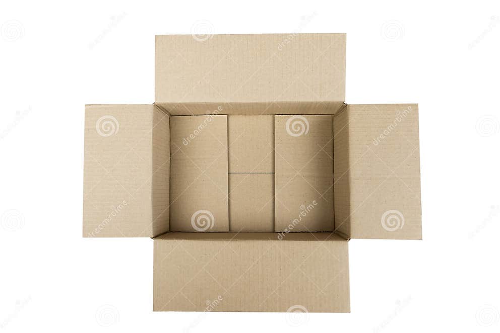 Empty Open Box on a White Background. Stock Image - Image of courier ...