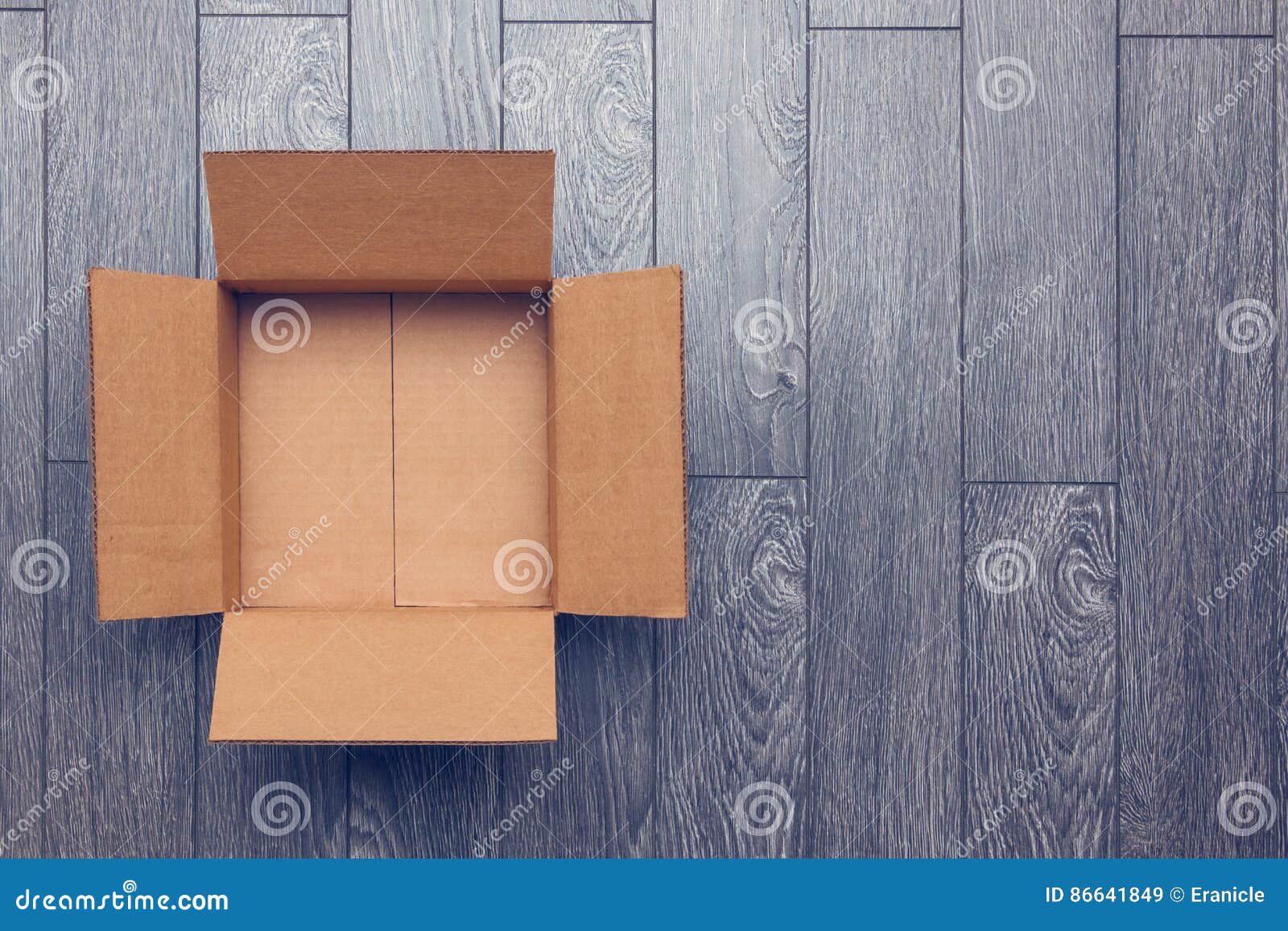 Empty Open Box on Wooden Surface with Empty Space Stock Image - Image ...