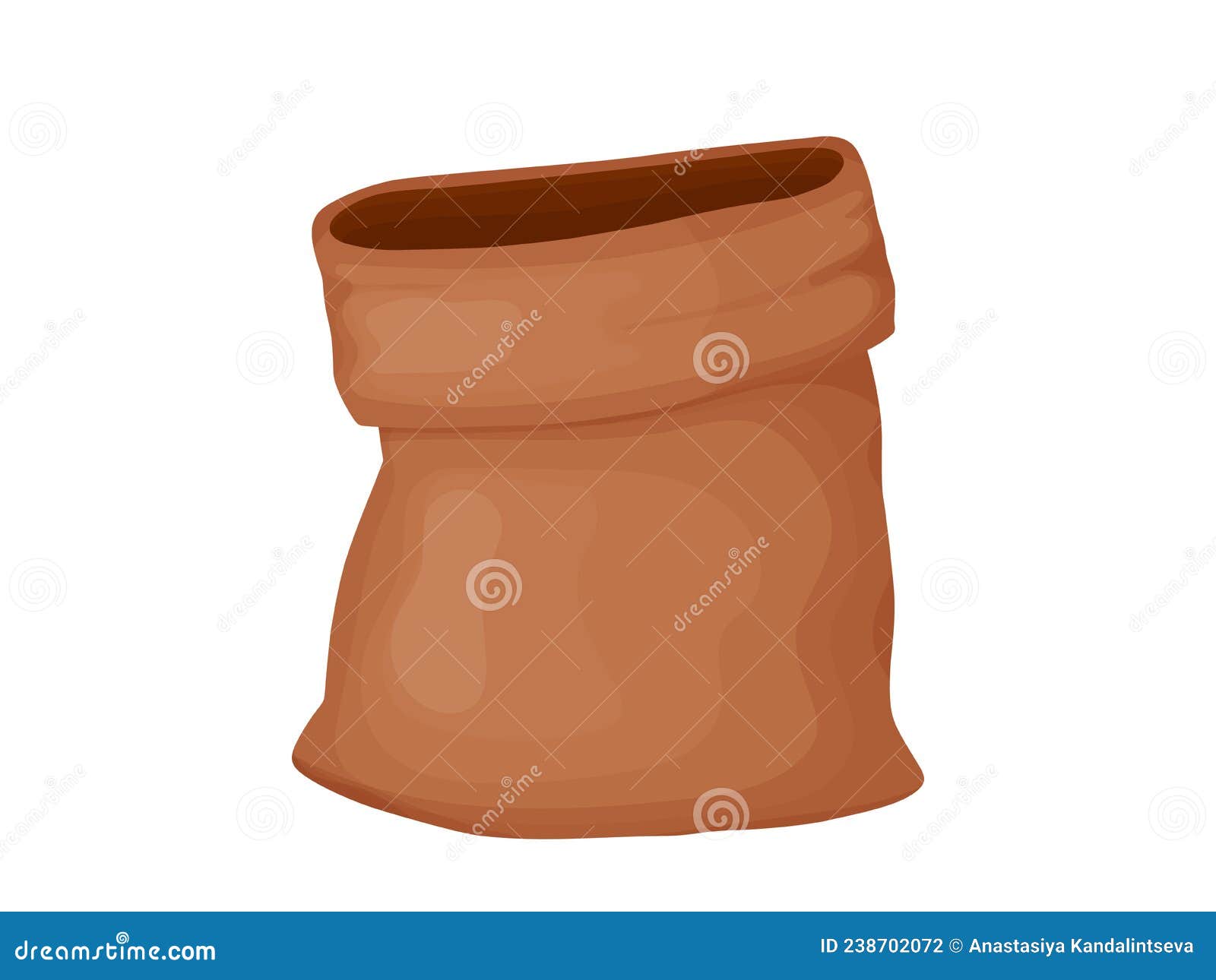 Empty Open Brown Sack. Bag in Cartoon Style Stock Vector - Illustration ...