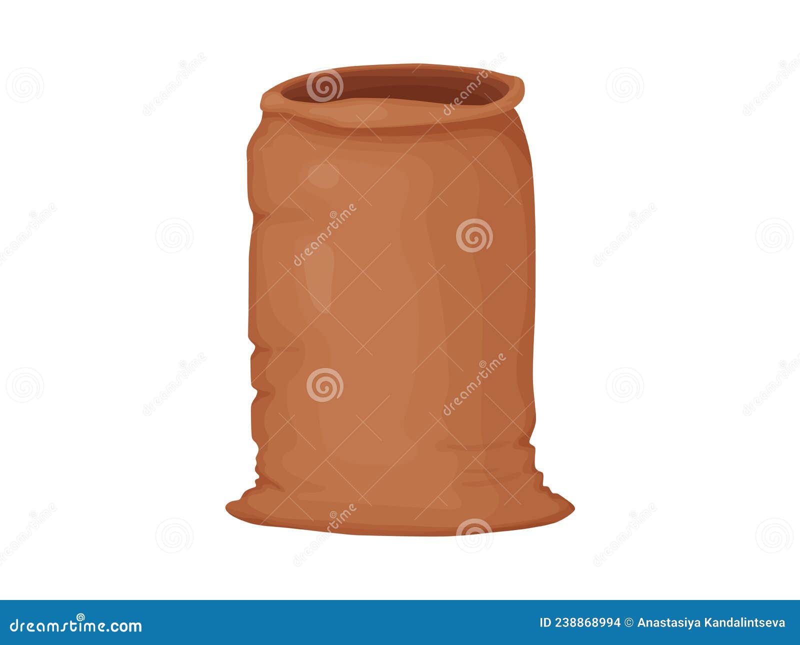 Empty Open Brown Sack. Bag in Cartoon Style Stock Vector - Illustration ...