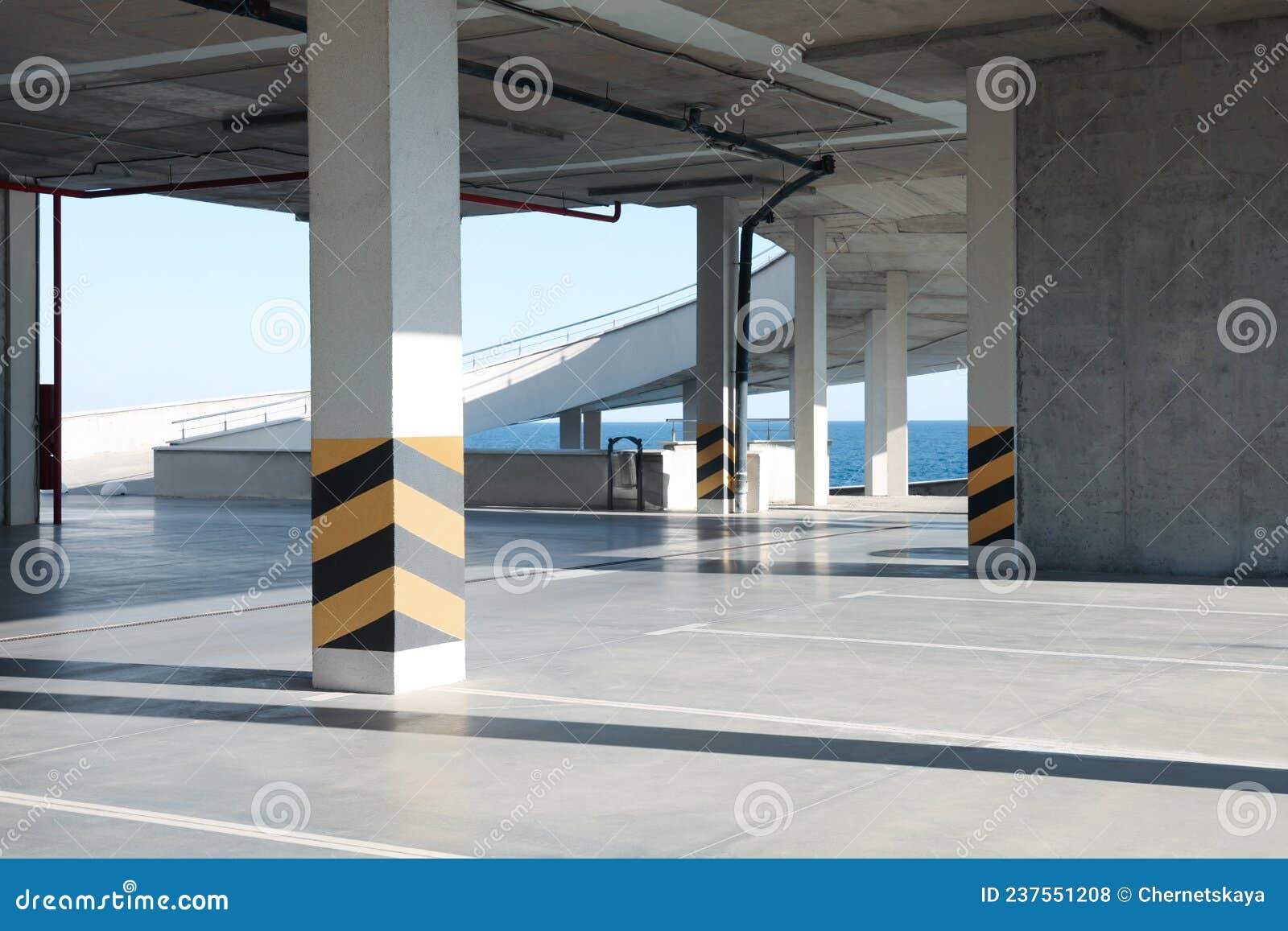 Empty Open Car Parking Near Sea on Sunny Day Stock Photo - Image of ...