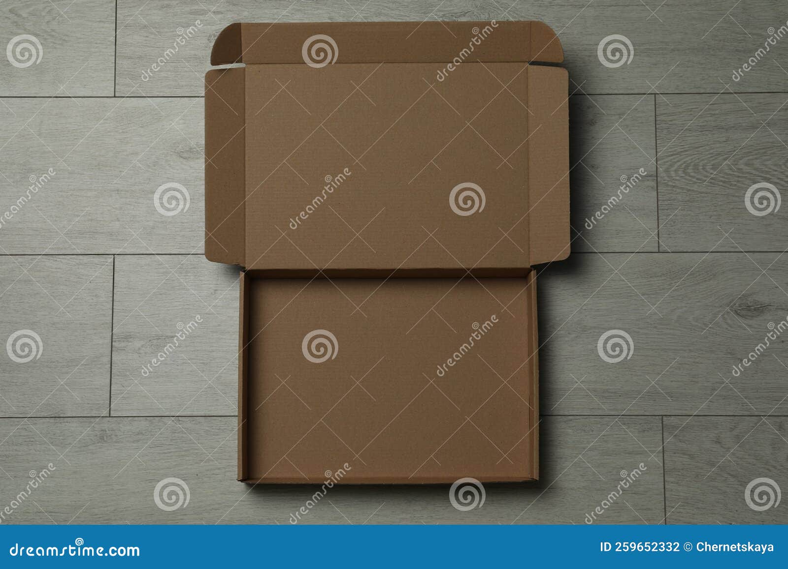 Empty Open Cardboard Box on Floor, Top View Stock Photo - Image of ...