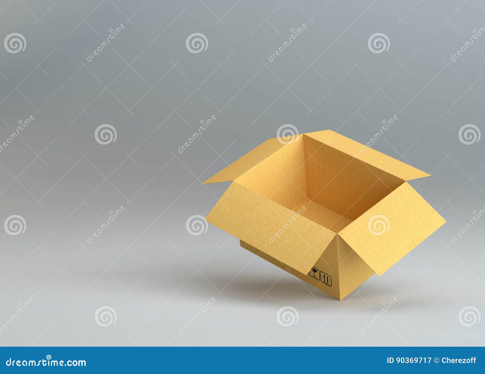 Empty Open Cardboard Box on Gray Background Stock Illustration ...
