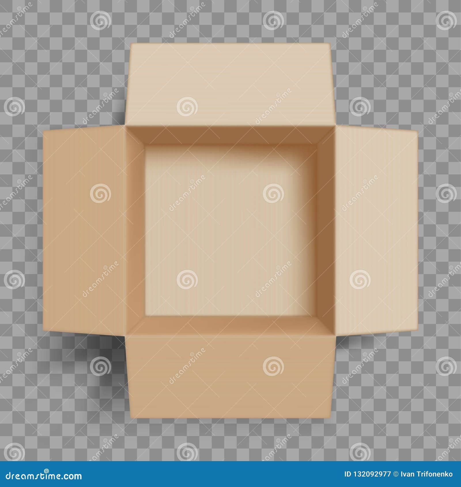 Empty Open Cardboard Box. Isolated on a Transparent Background Stock ...