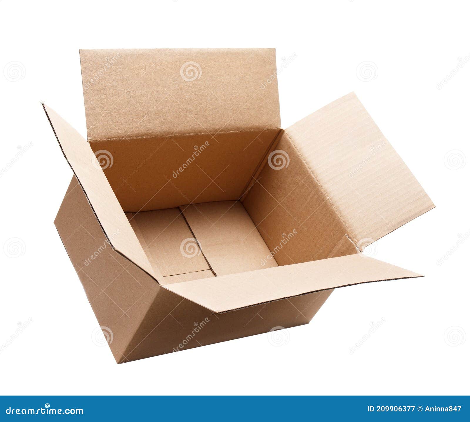 Empty Open Cardboard Box Isolated on White Stock Image - Image of ...