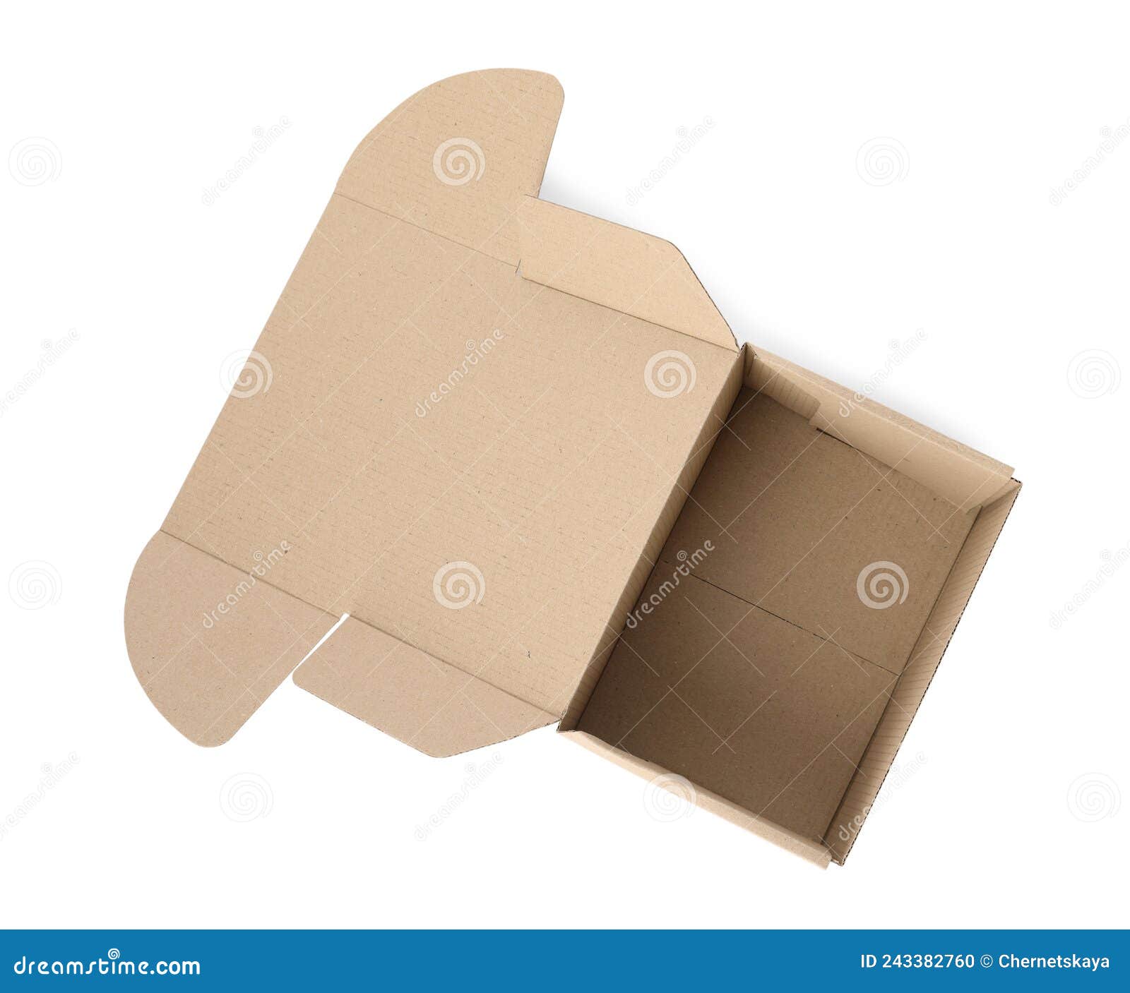 Empty Open Cardboard Box Isolated on White Stock Photo - Image of paper ...