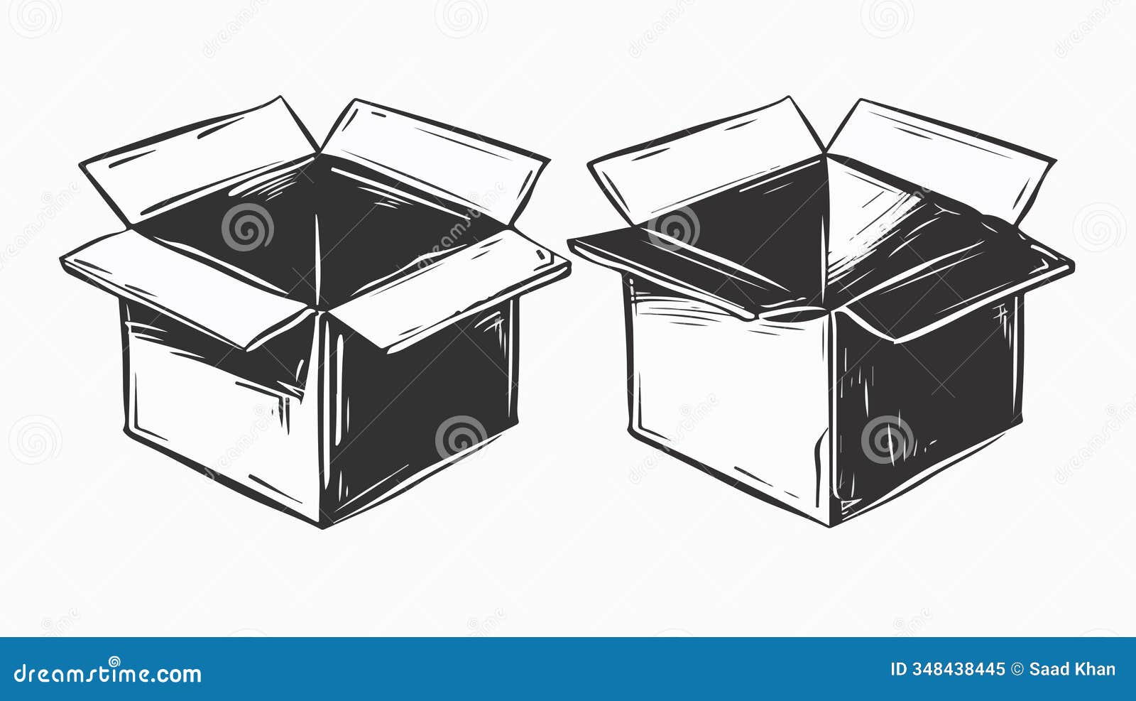 Empty Open Cardboard Box Line Art for Packaging Stock Vector ...