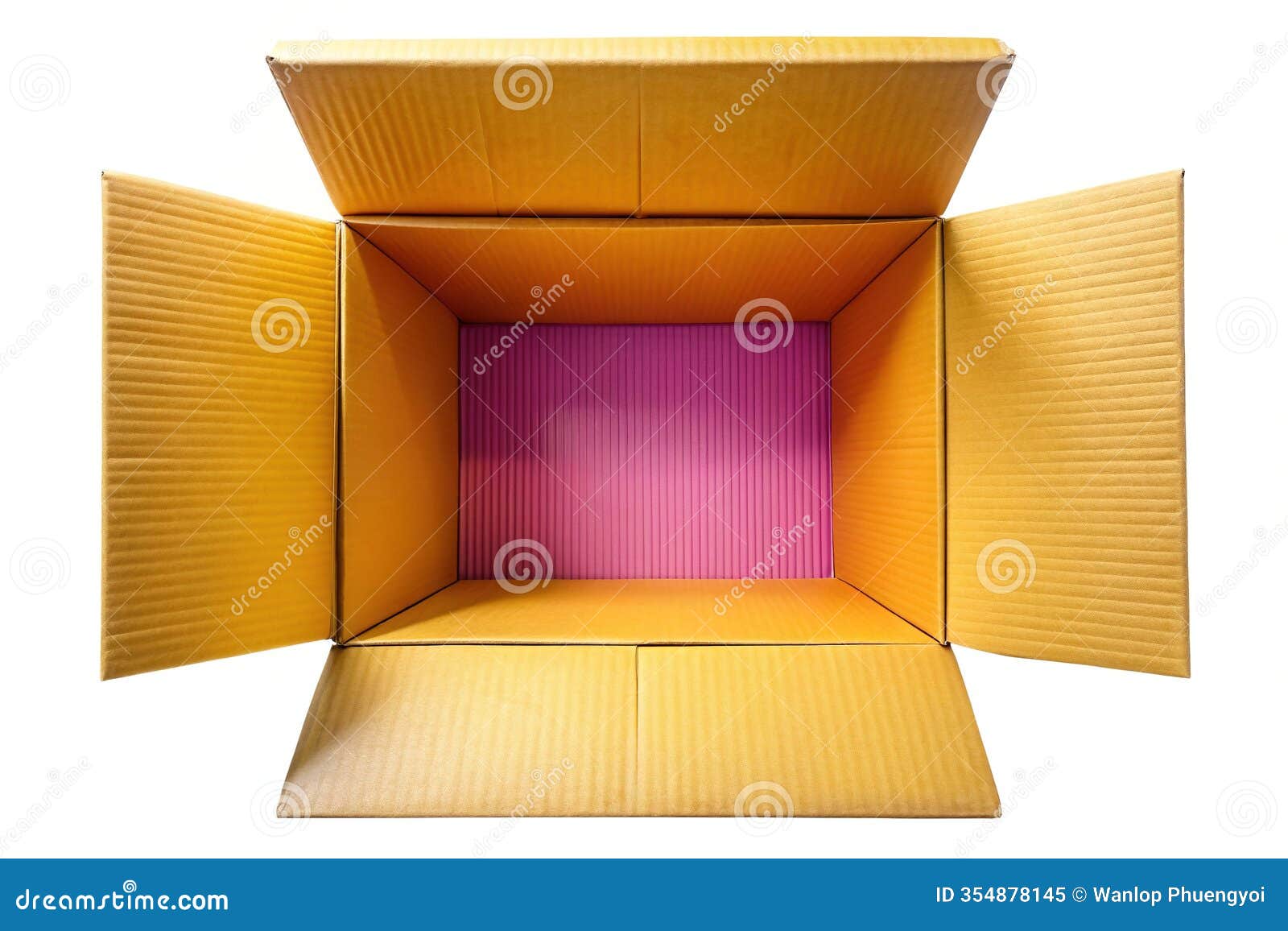 Empty Open Cardboard Box Mockup Top View White Background for Product ...