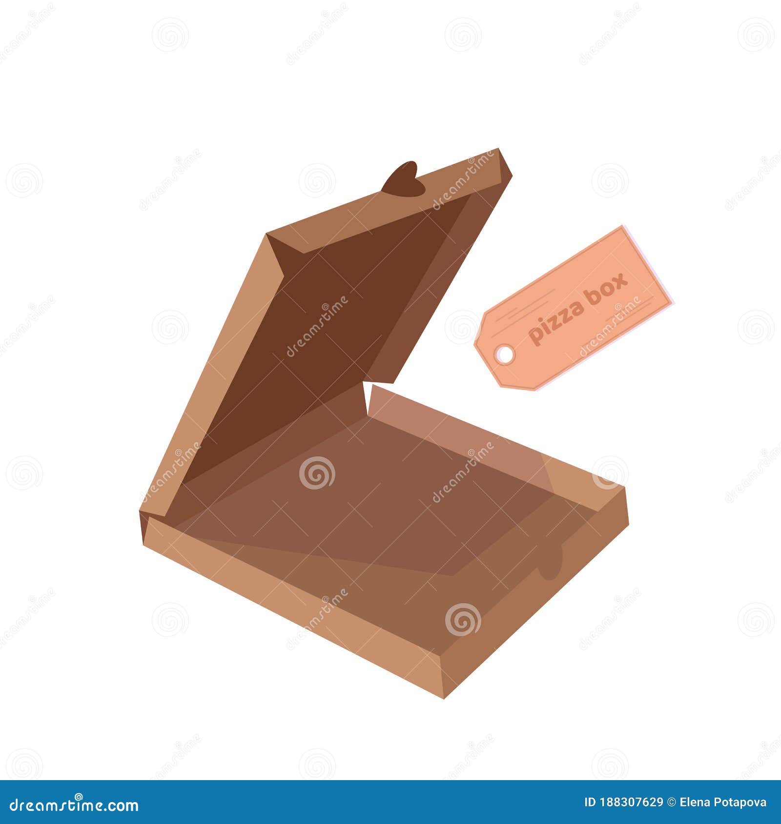 Empty Open Cardboard Pizza Box. Vector Cartoon Flat Illustration ...