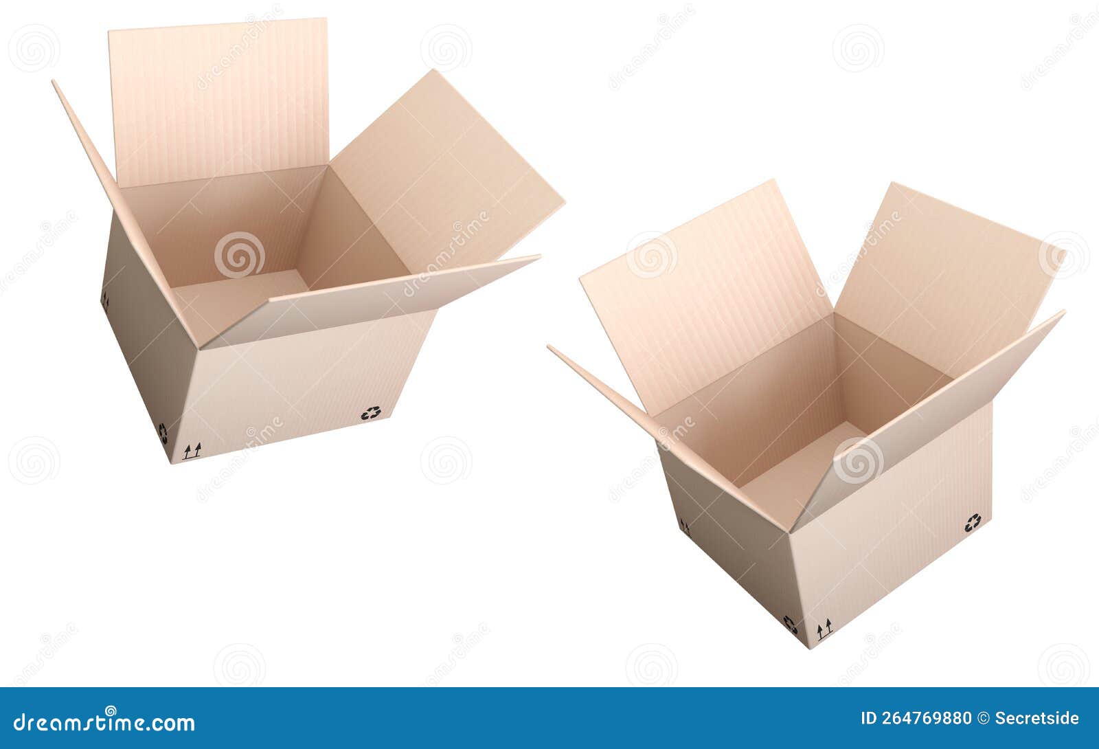 Empty and Open Carton on White Background - 3D Render Stock ...