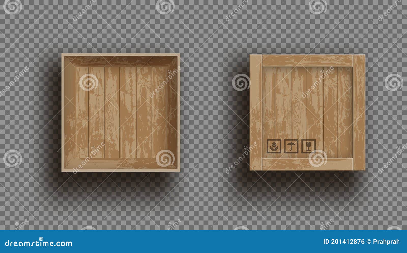 Empty Open and Close Wooden Shipping Box Stock Illustration ...