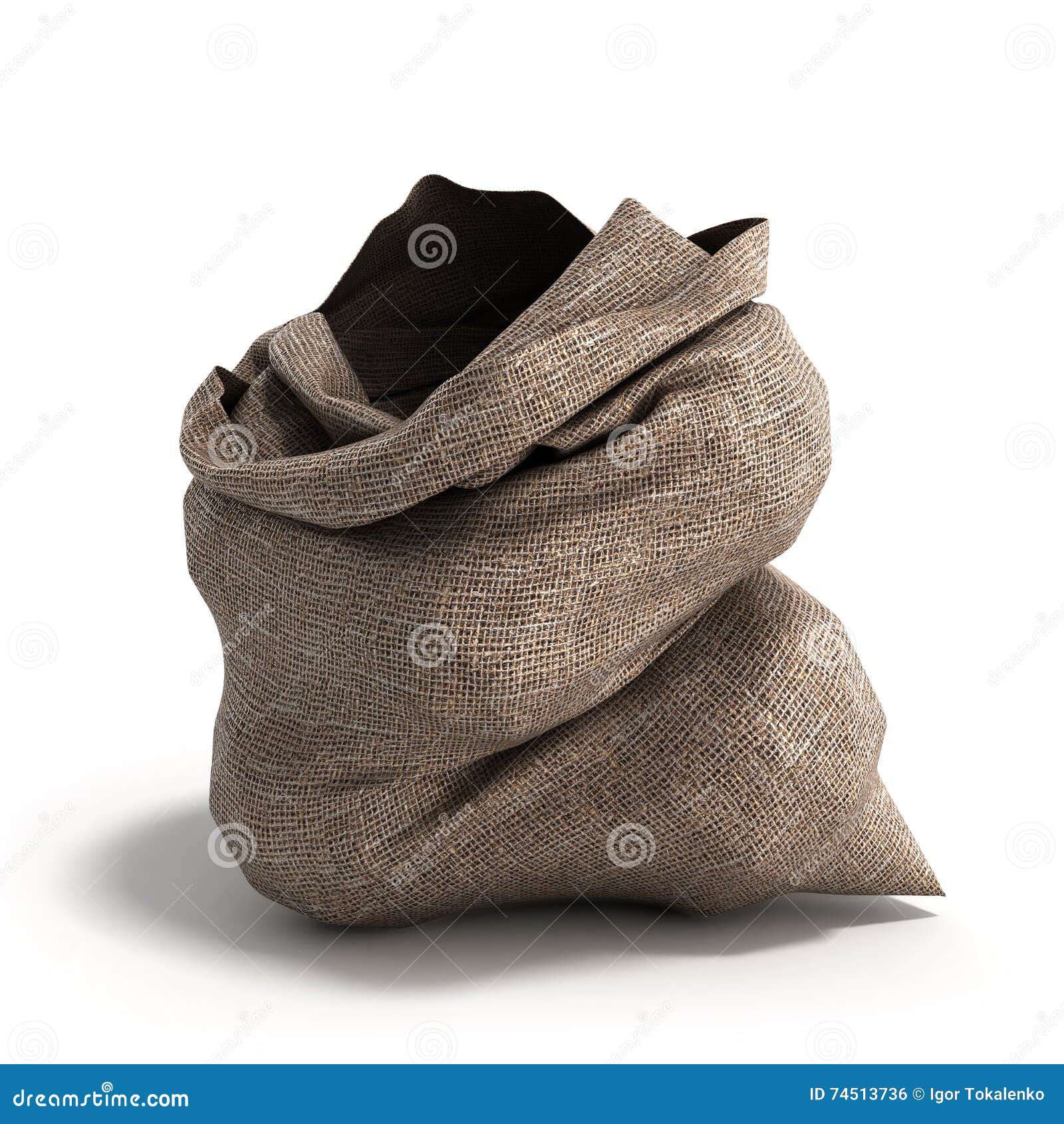 Empty Open Cloth Bag Front 3d Illustration Isolated on White Stock ...